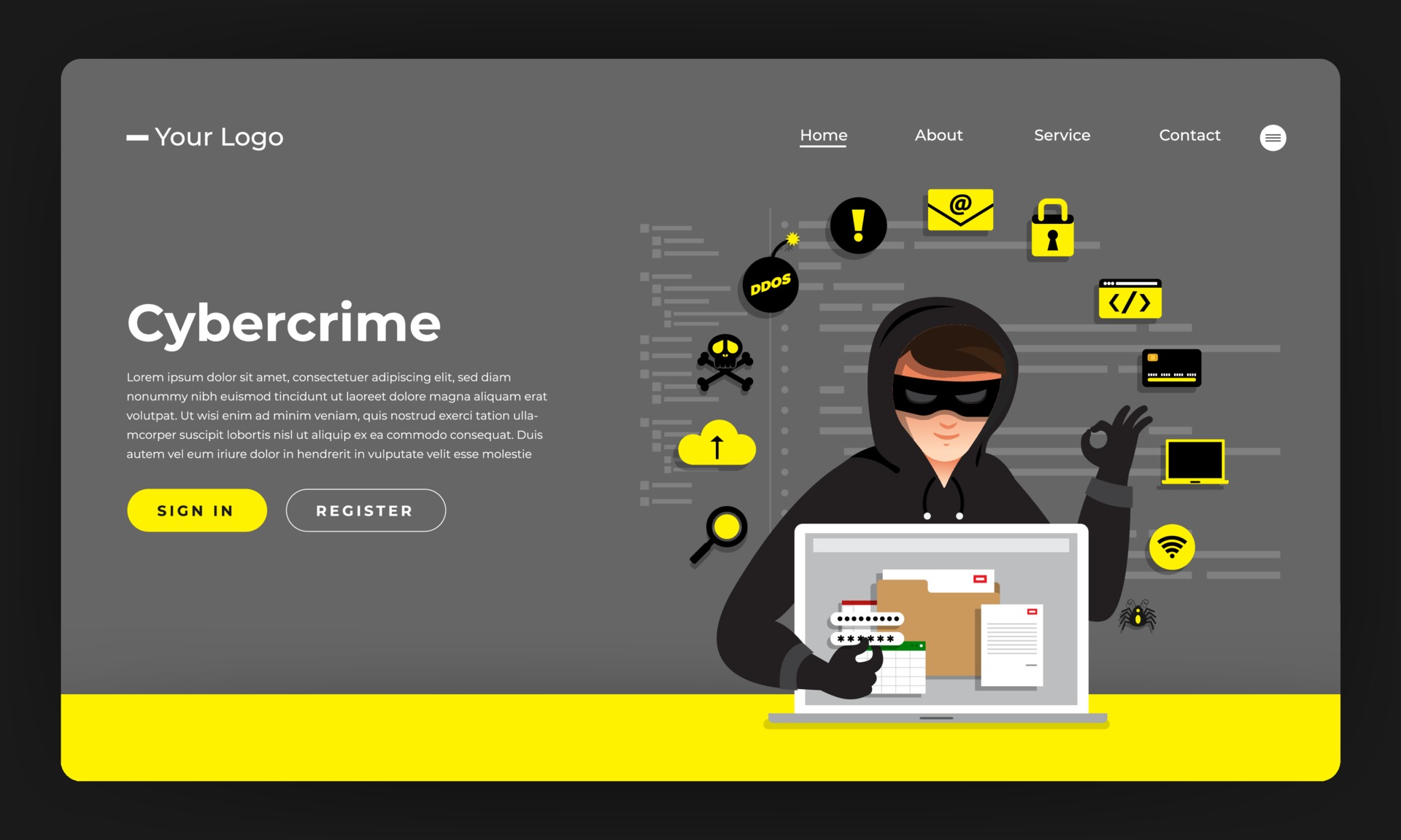 Cyber Hacker Stealing Data On Internet Device 2179095 Vector Art At