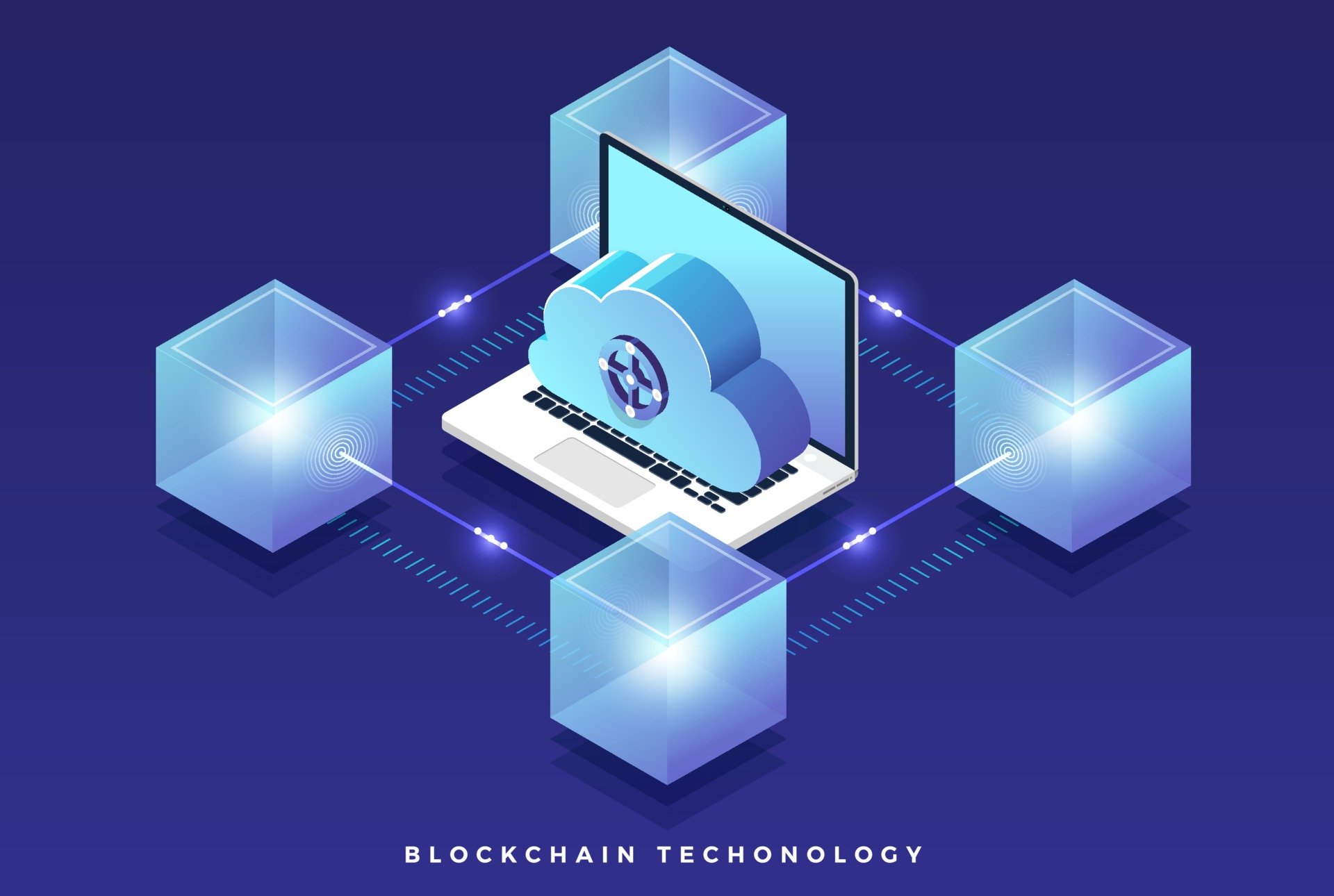 Flat design concept blockchain and cryptocurrency technology ...