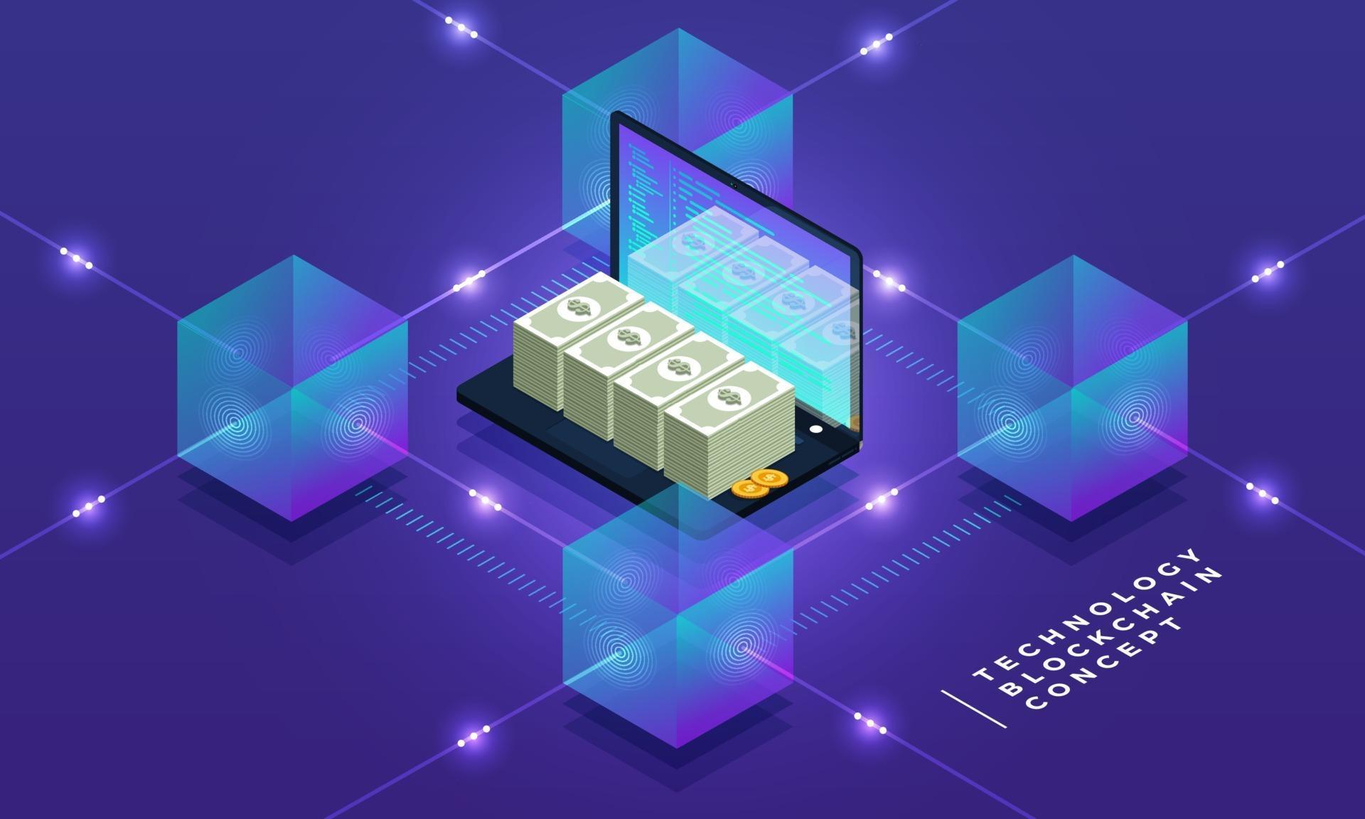 Flat design concept blockchain and cryptocurrency technology ...