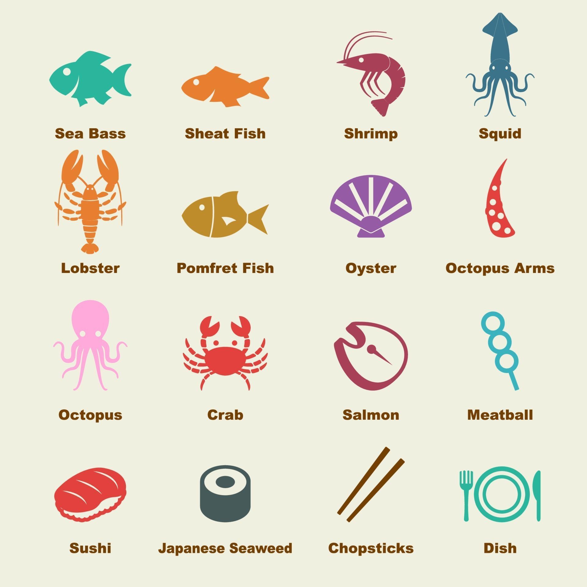 seafood vector elements 2180262 Vector Art at Vecteezy