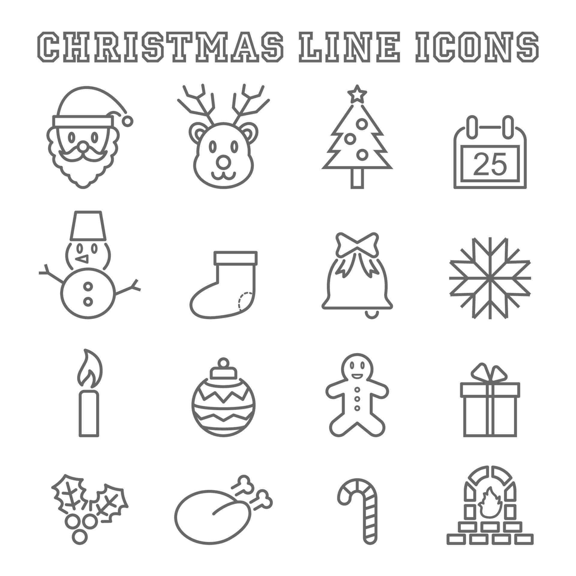 christmas line icons 2180408 Vector Art at Vecteezy
