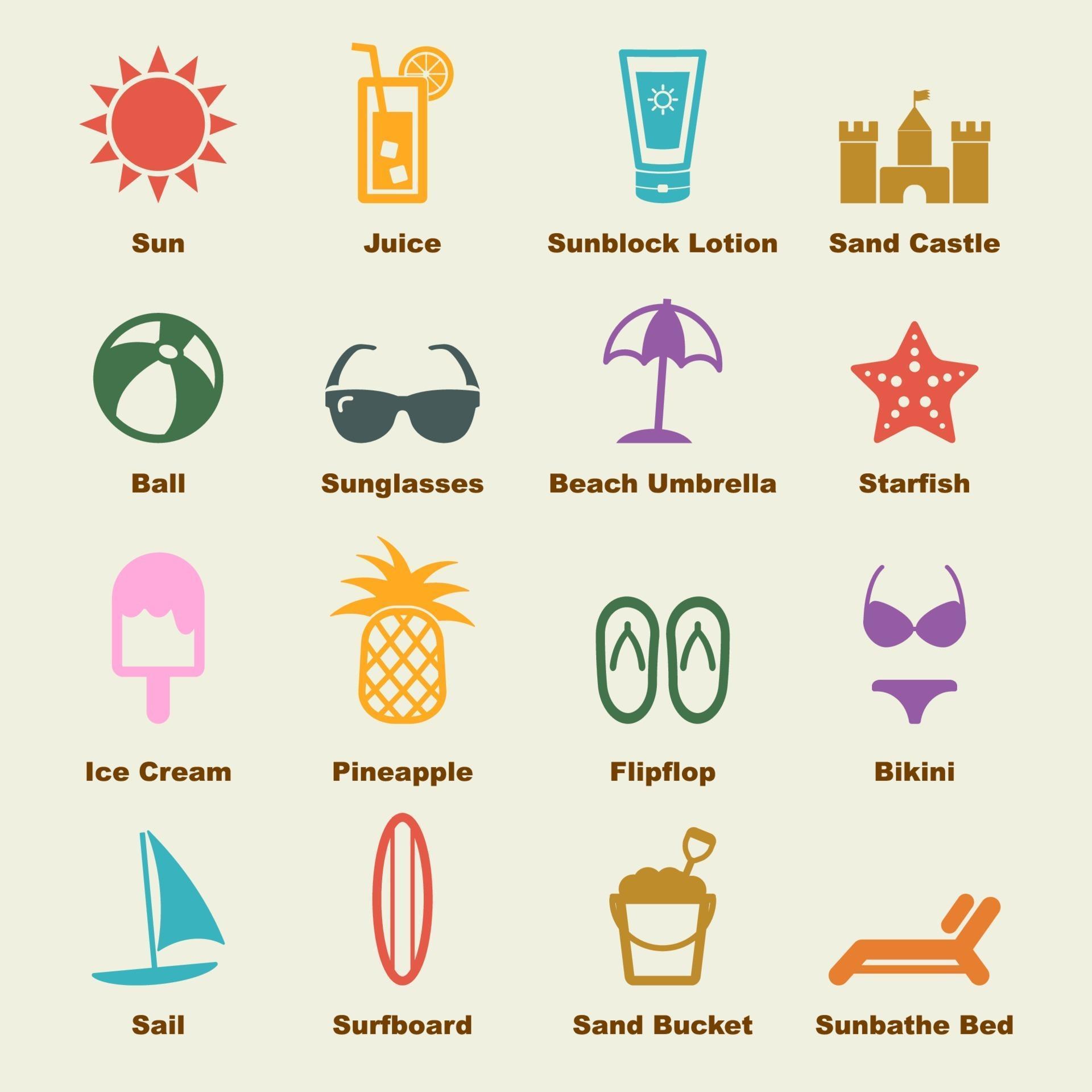 beach vector elements 2181071 Vector Art at Vecteezy