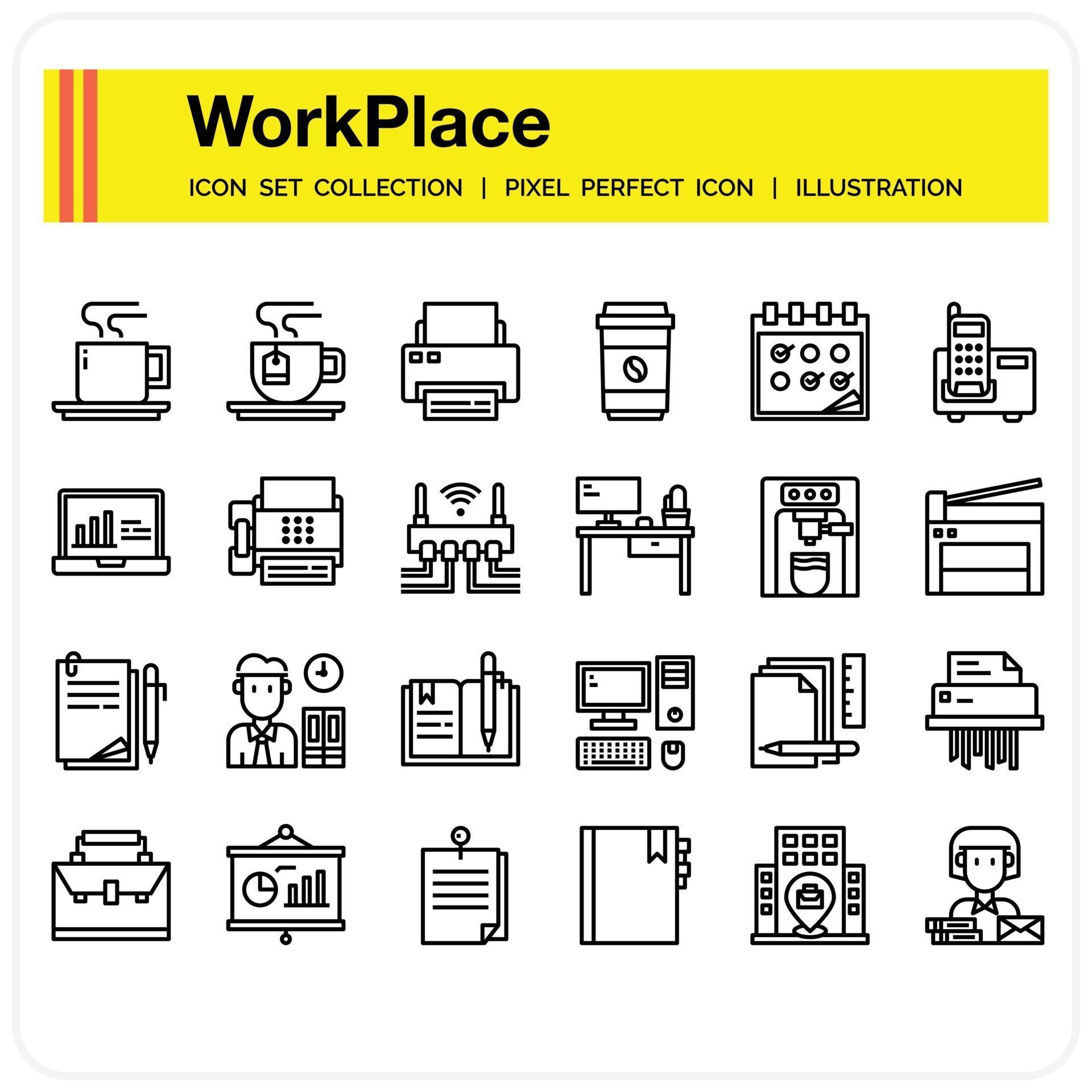 Workplace icon set 2181818 Vector Art at Vecteezy
