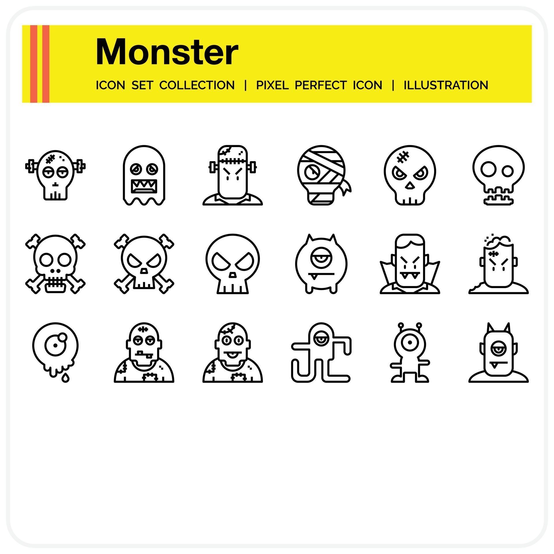 Monster Outline icon set 2181869 Vector Art at Vecteezy