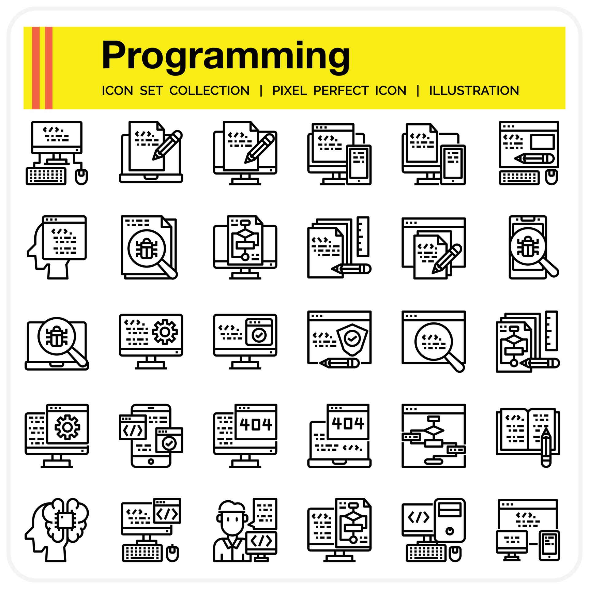 Programming Outline icon set 2181874 Vector Art at Vecteezy