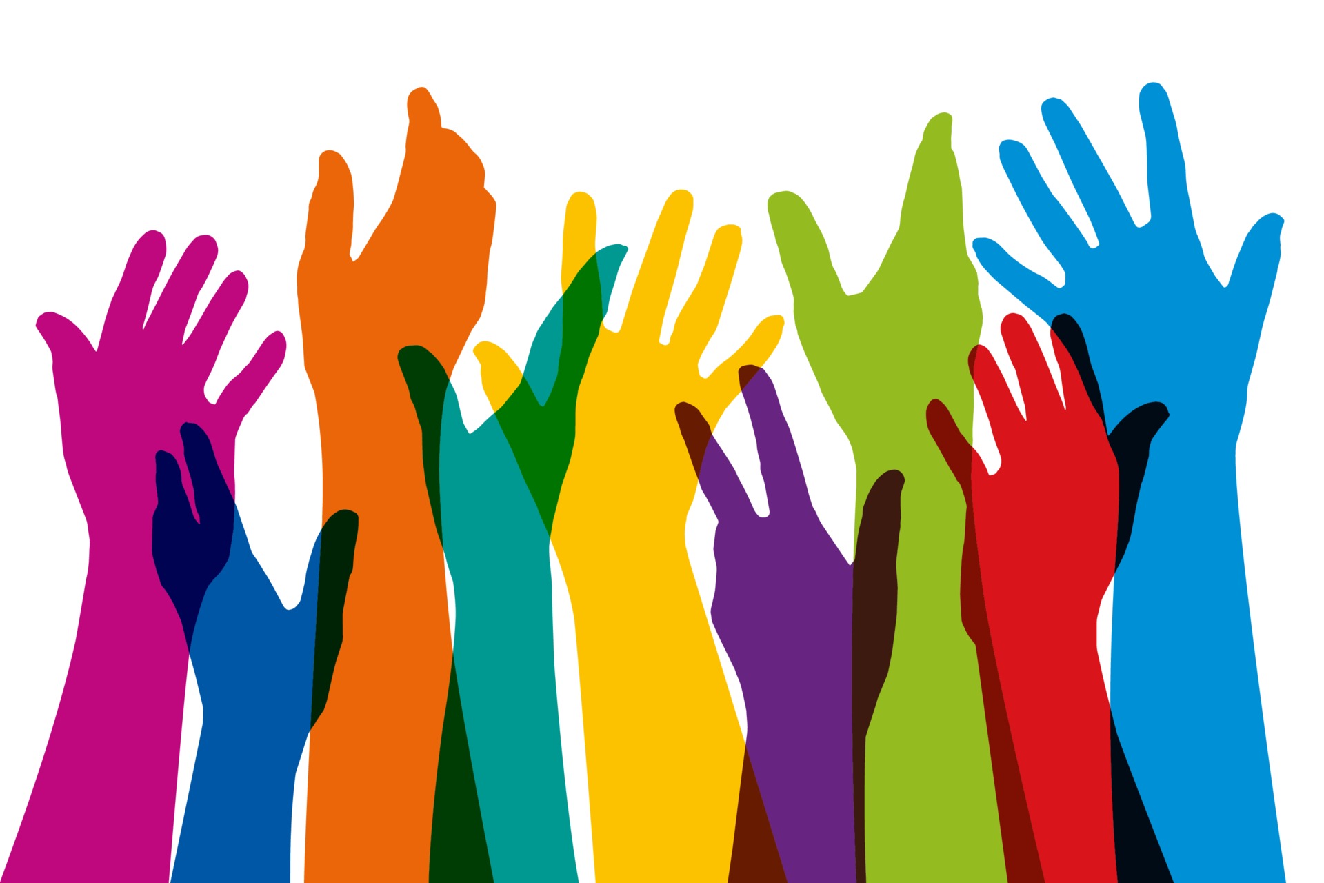 Raised Hands Of Different Colors Symbol Of Unity 2184609 Vector Art At