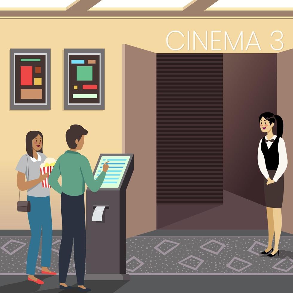 Man Using Self Service Ticket Machine 2184706 Vector Art at Vecteezy