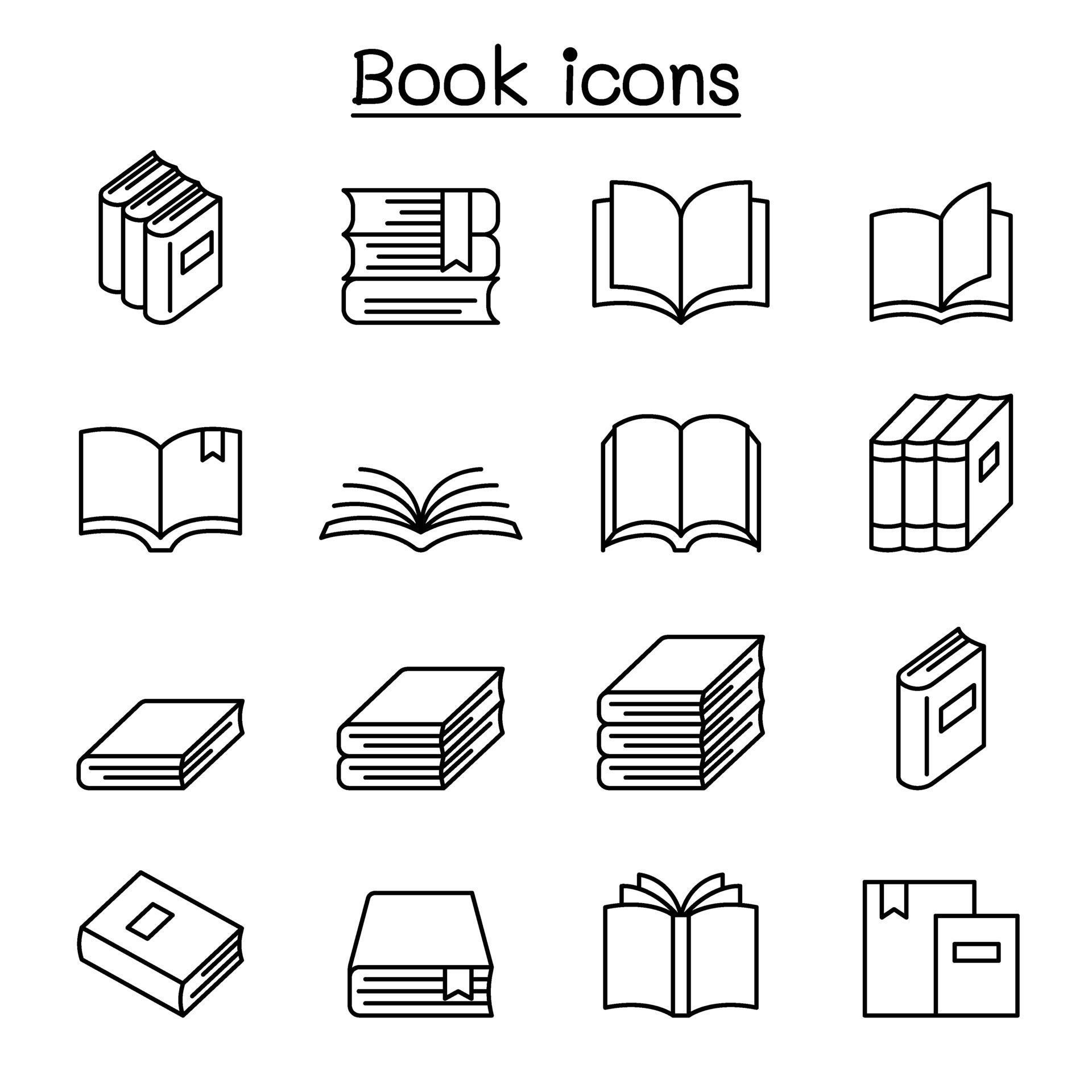 Book icon set in thin line style 2186535 Vector Art at Vecteezy