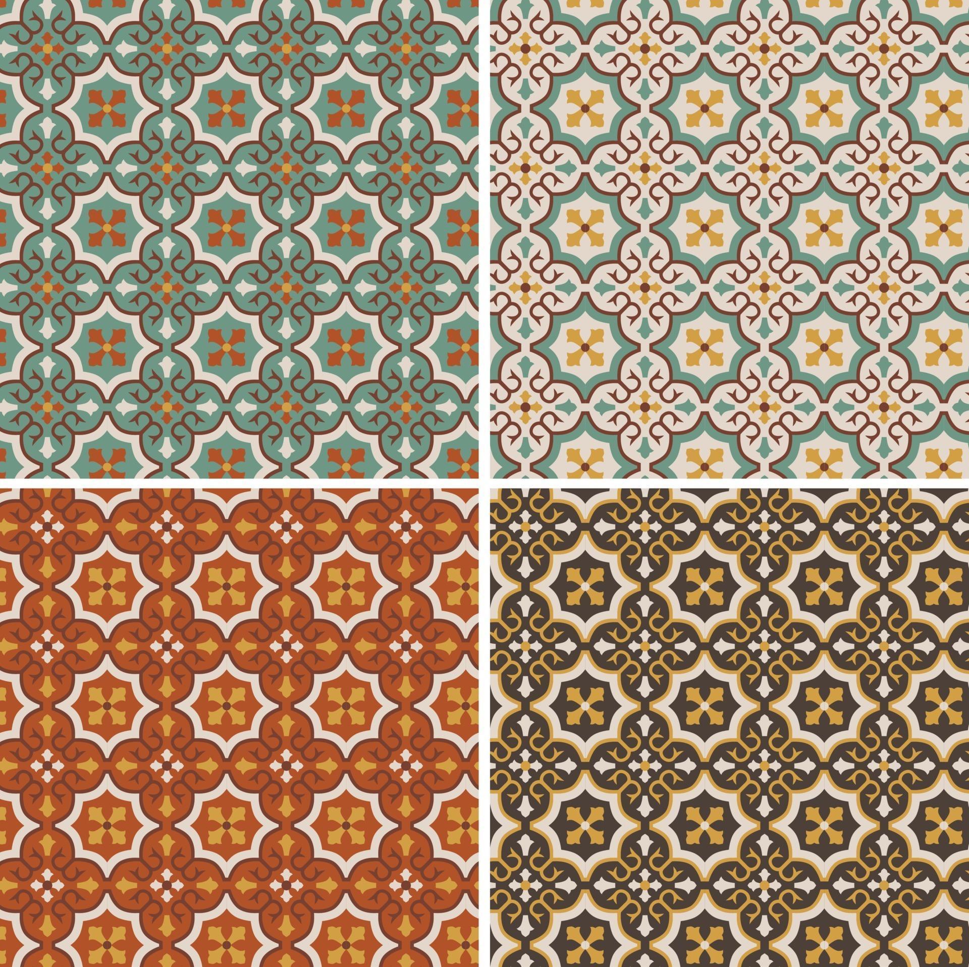 Seamless Ornate Geometric Vector Tile Patterns 2186588 Vector Art At Vecteezy