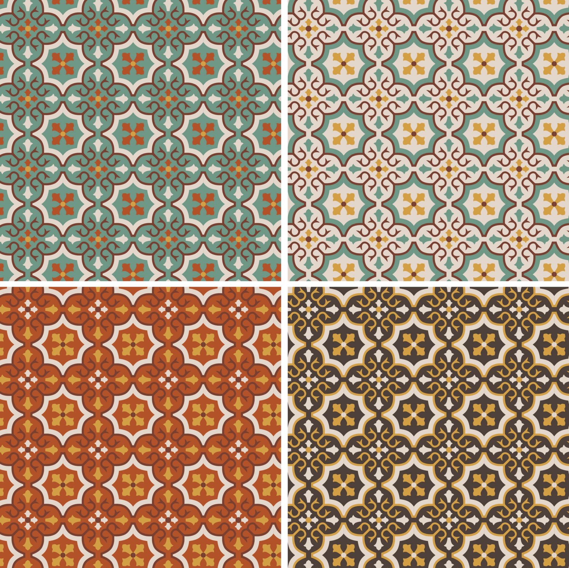 seamless ornate geometric vector tile patterns 2186588 Vector Art at ...
