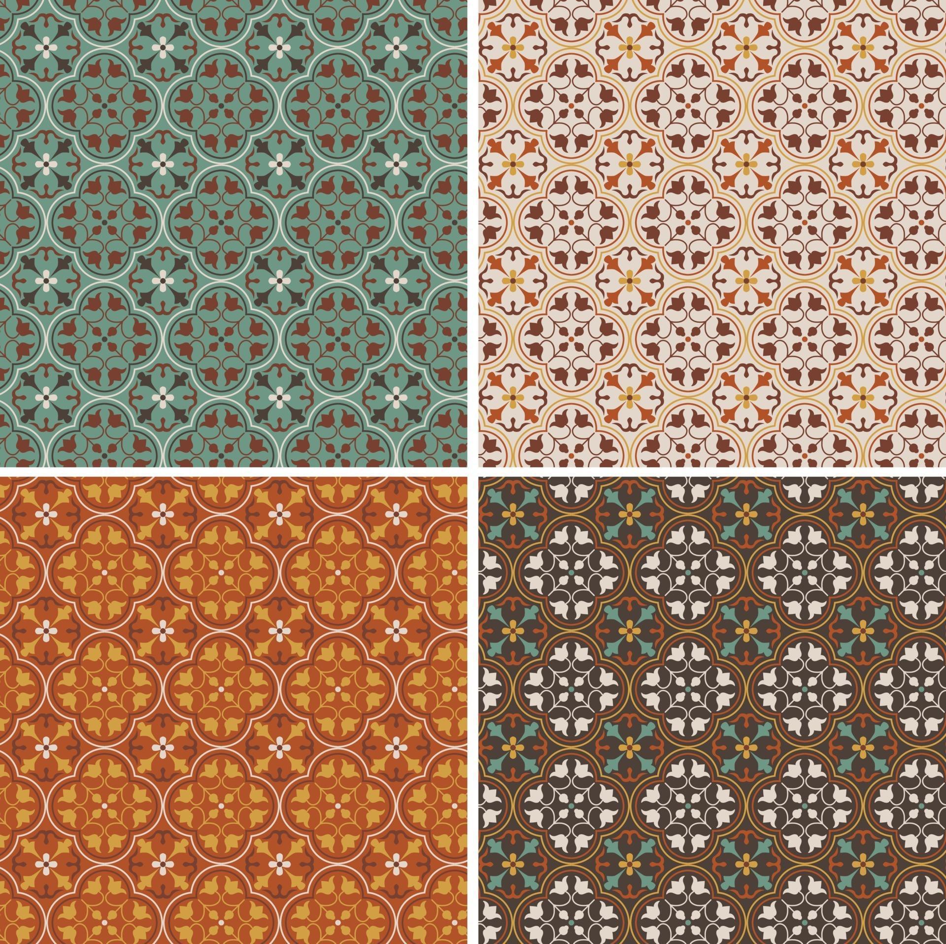 Seamless Ornate Intricate Geometric Vector Tile Patterns 2186589 Vector Art At Vecteezy