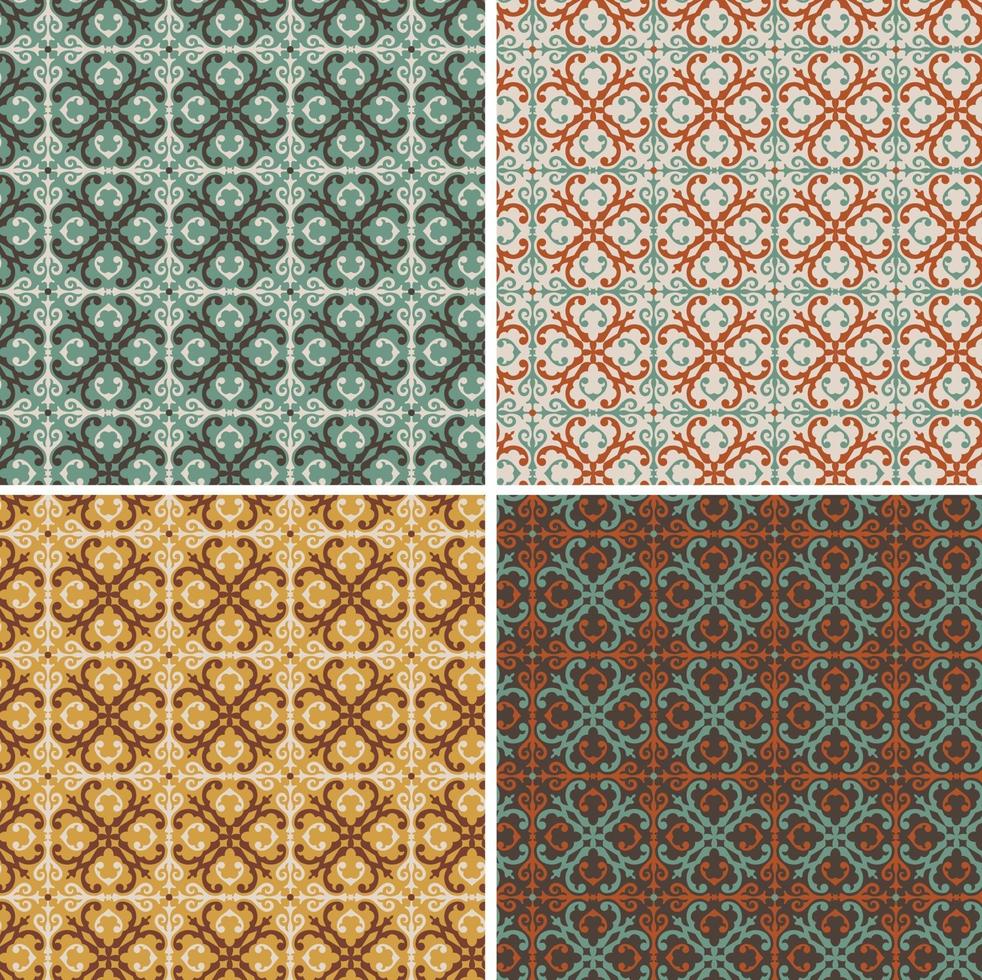 seamless ornate decorative geometric vector tile patterns 2186591 ...