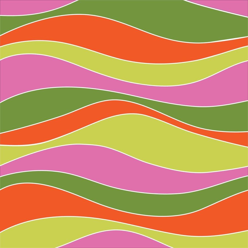 Mod Pink Orange Green Wavy Stripe Vector Background Pattern 2186632