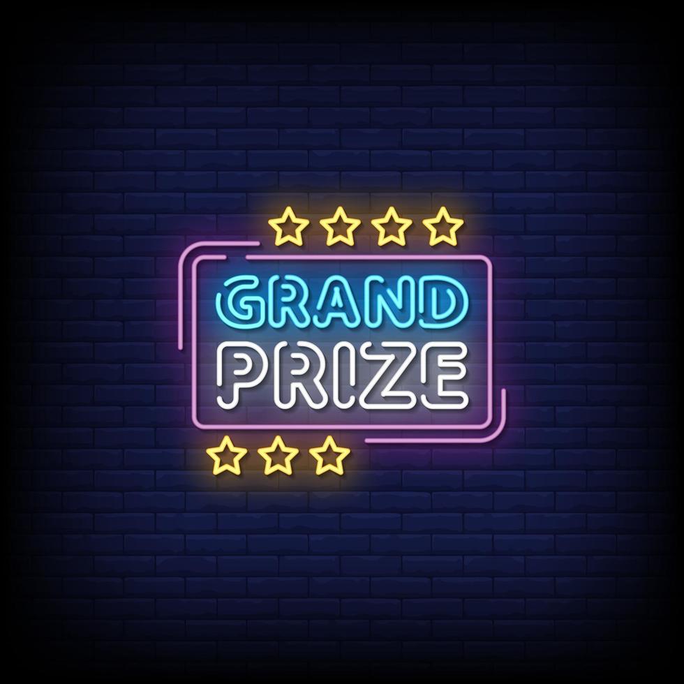 Grand Prize Neon Signs Style Text Vector 2187494 Vector Art At Vecteezy