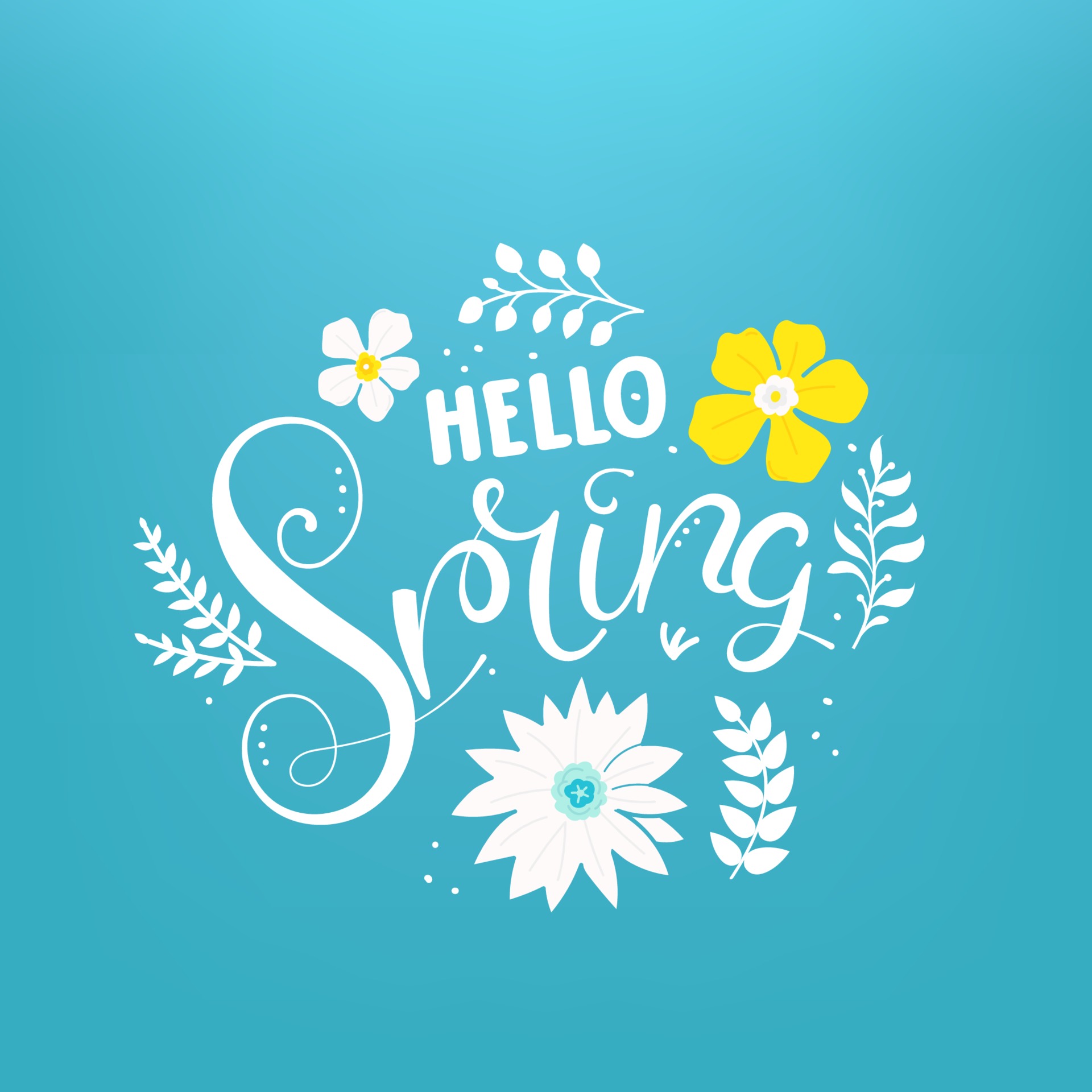 Hello spring vector card with calligraphic text 2188832 Vector Art at ...