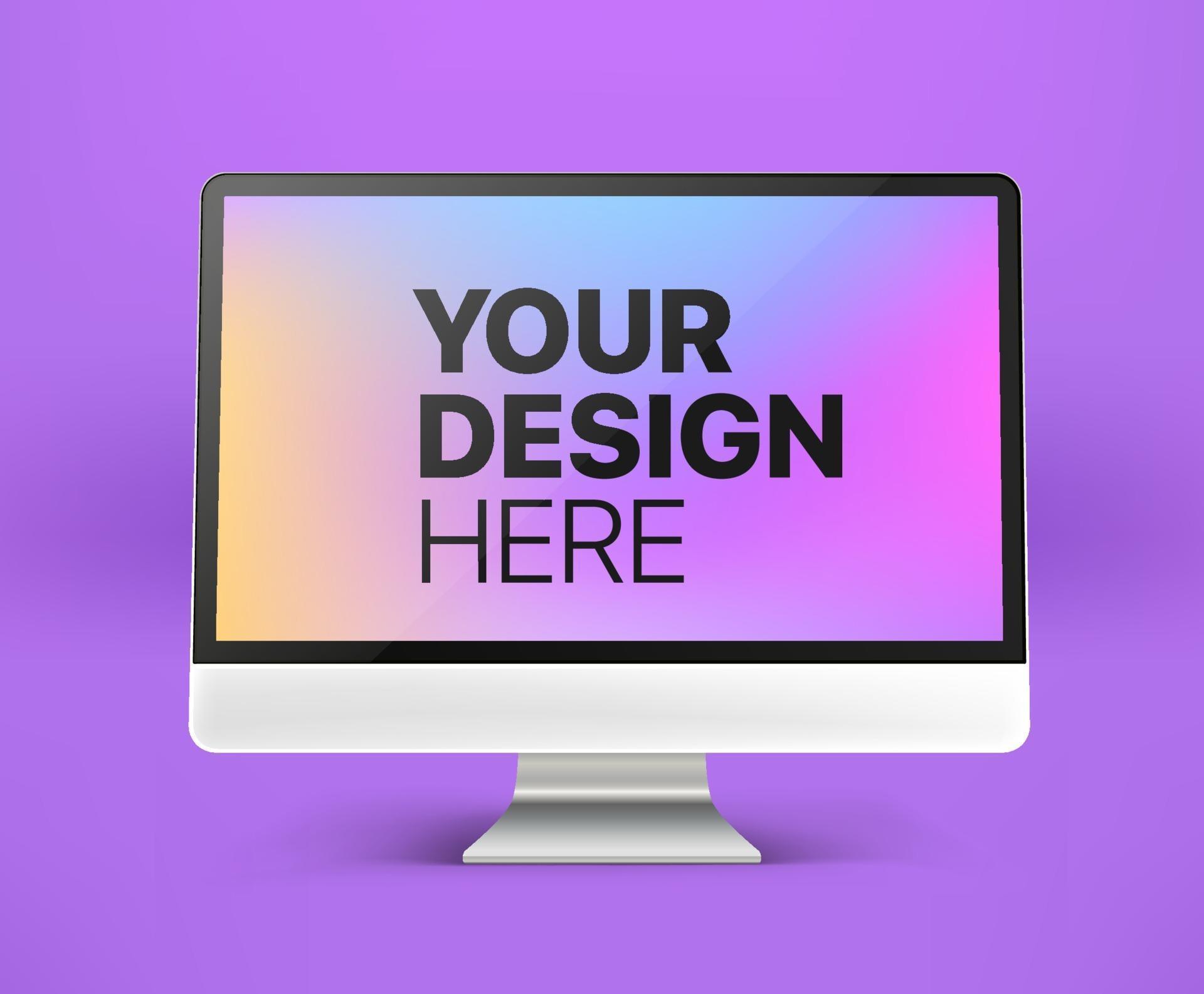 Modern computer with abstract background. Place your design into the ...