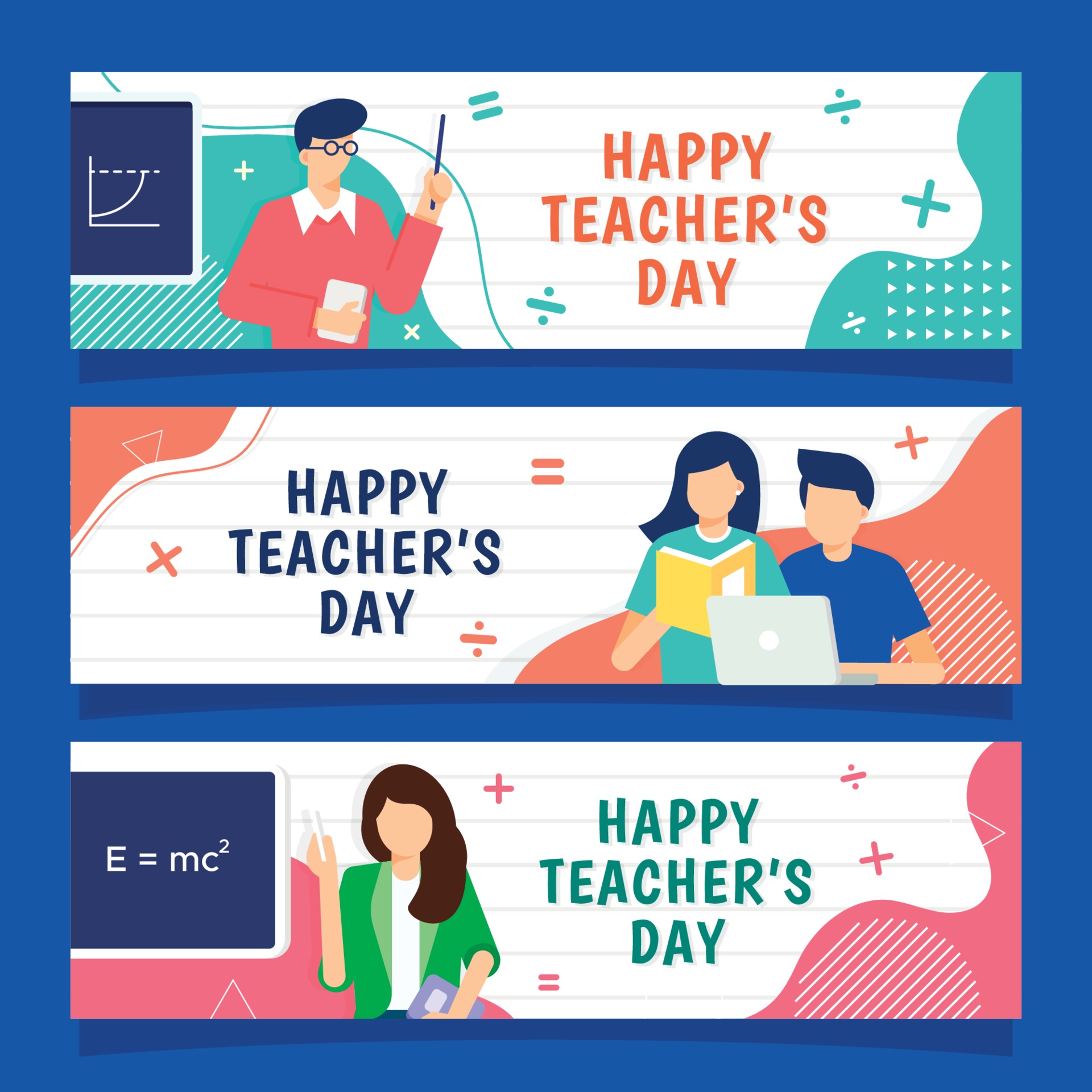Happy Teachers Day Banner Collection 2191214 Vector Art At Vecteezy