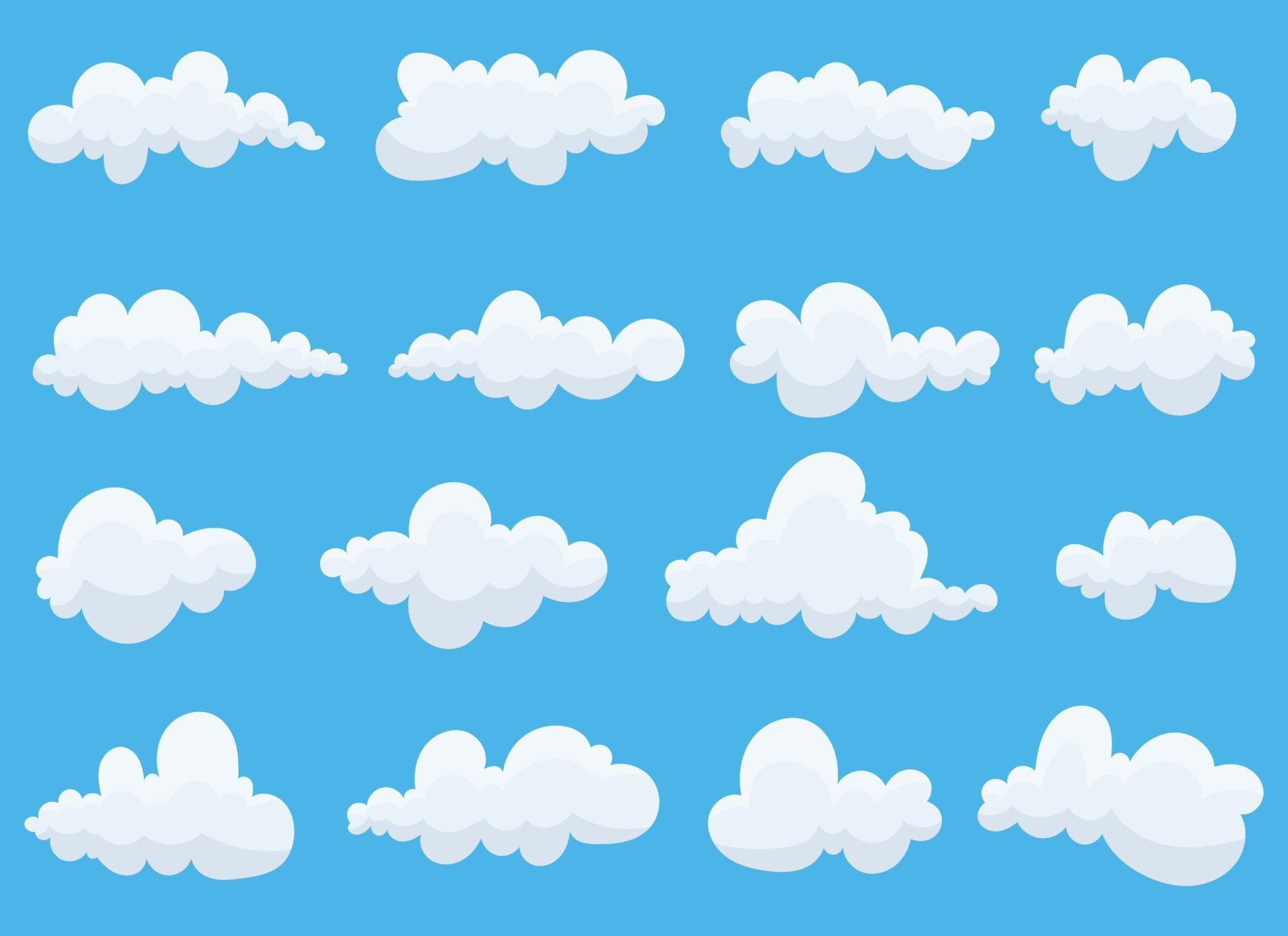 Clouds set vector design illustration isolated on blue background ... Clouds set vector design illustration isolated on blue background ...