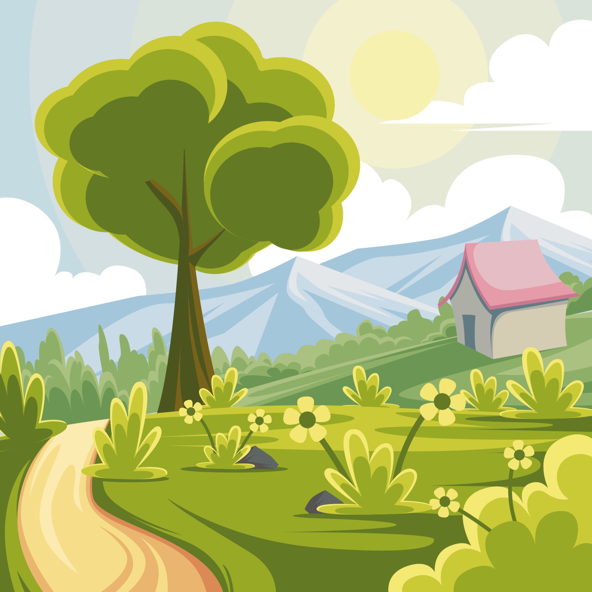 Beautiful Spring Landscape Background 2199828 Vector Art at Vecteezy