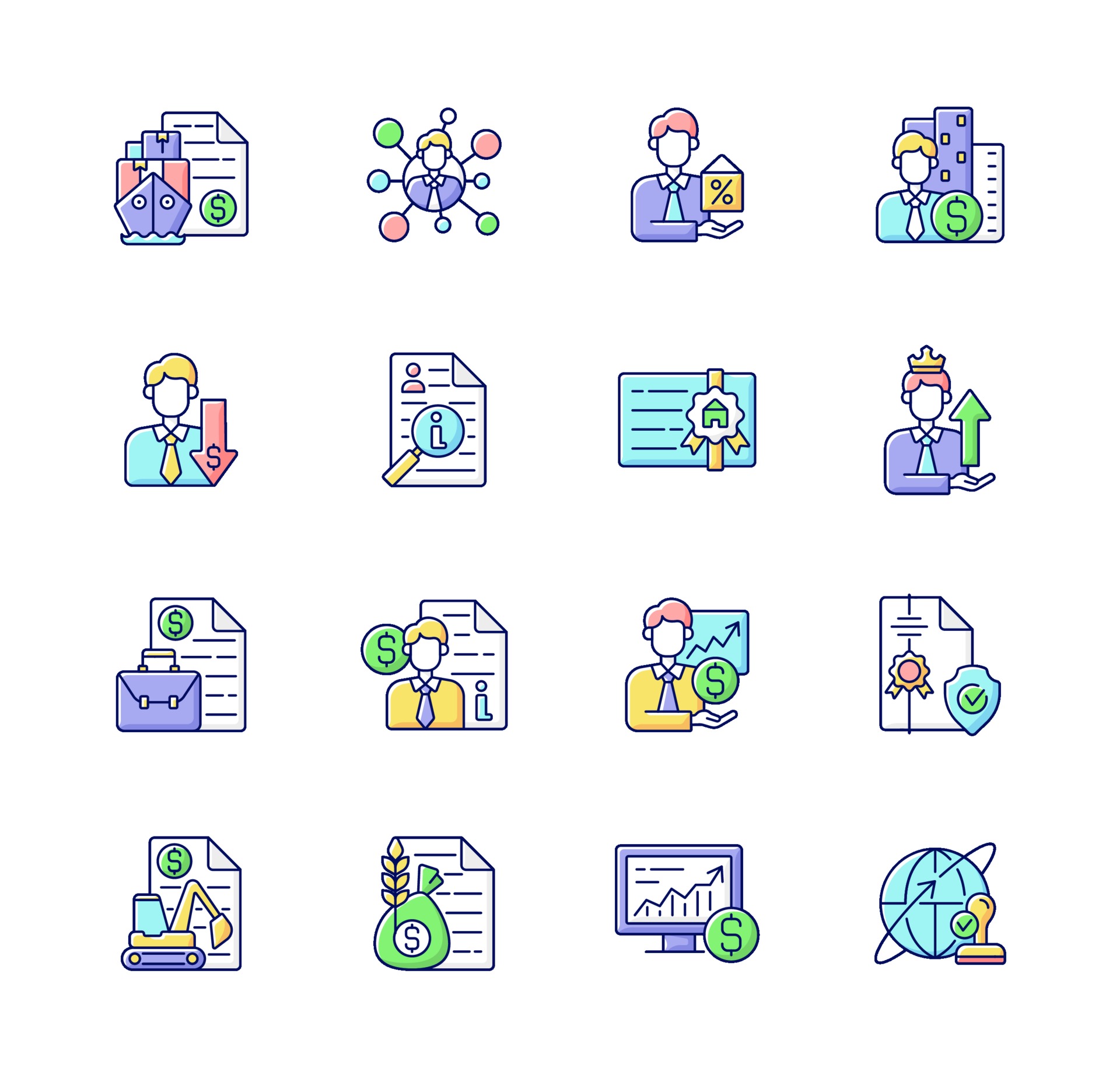 Broker service RGB color icons set 2208923 Vector Art at Vecteezy Broker service RGB color icons set 2208923 Vector Art at Vecteezy