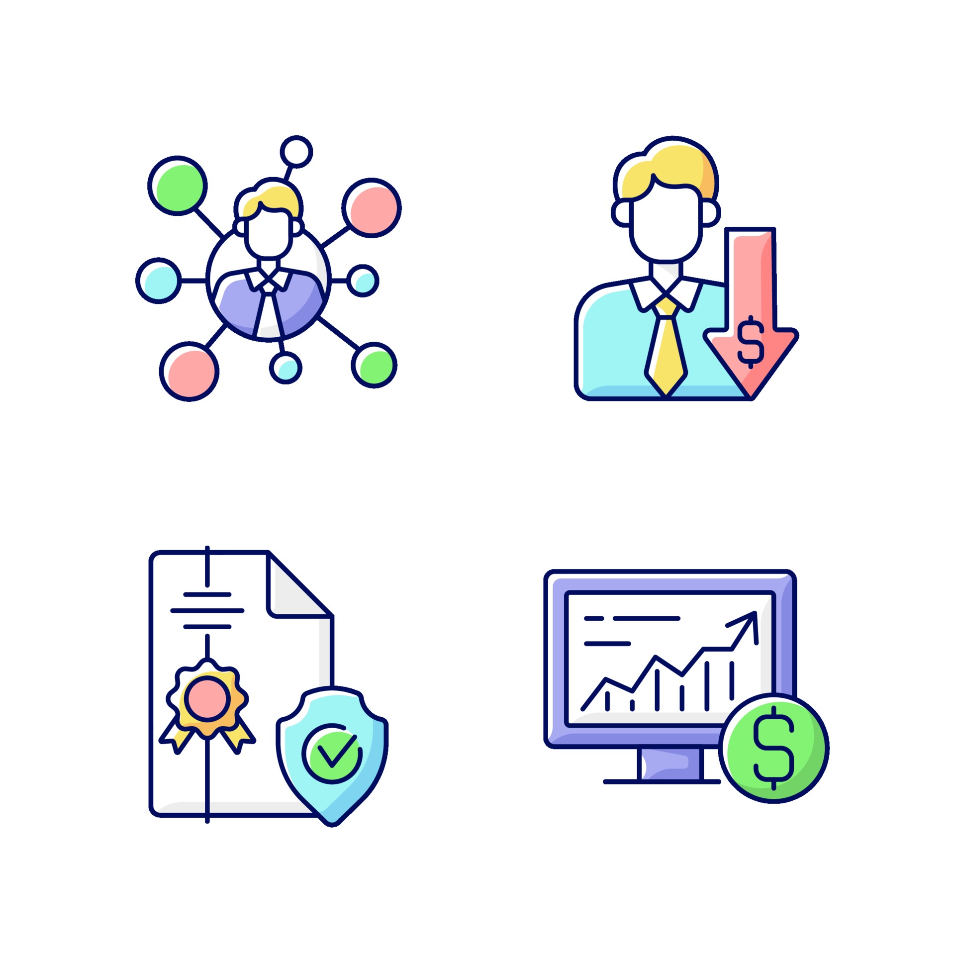 Brokerage service RGB color icons set 2209004 Vector Art at Vecteezy Brokerage service RGB color icons set 2209004 Vector Art at Vecteezy