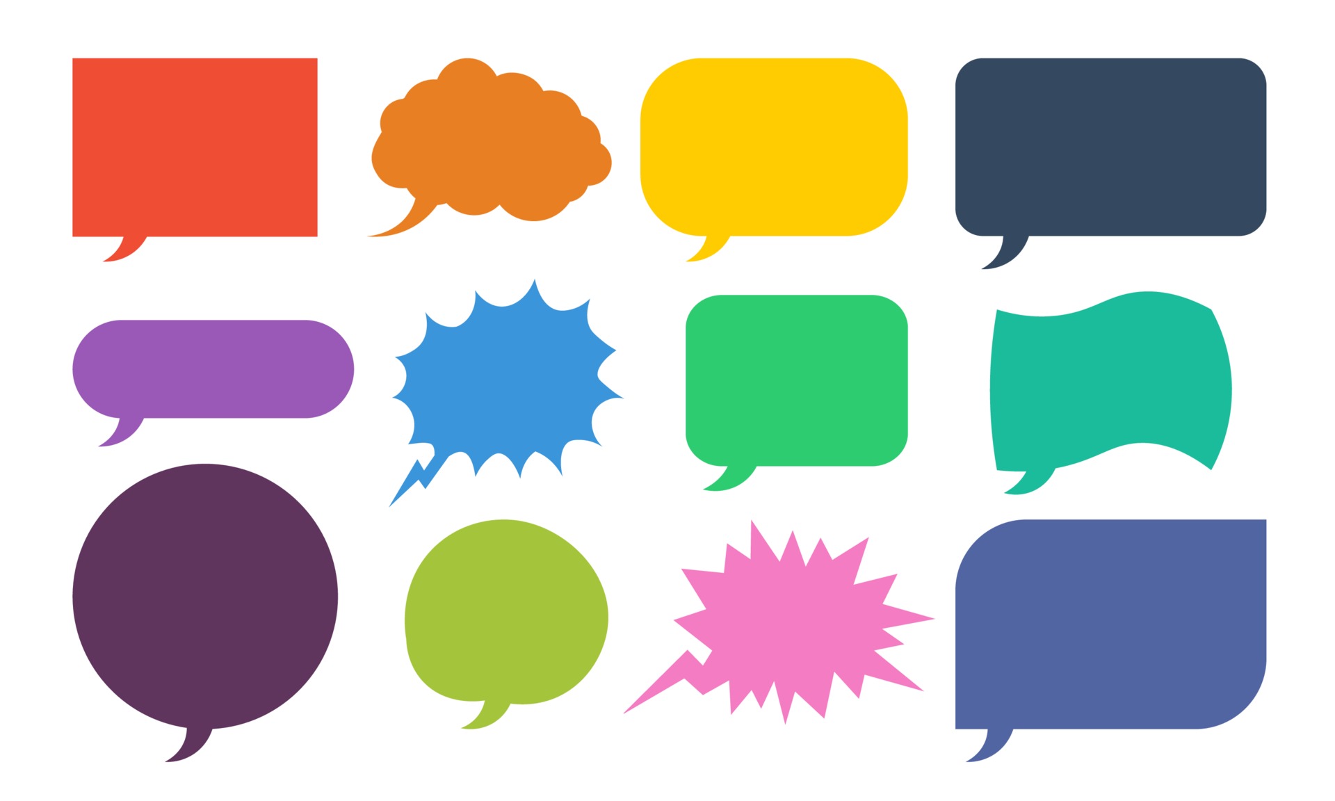 Colorful Speech Bubbles Set 2209324 Vector Art at Vecteezy