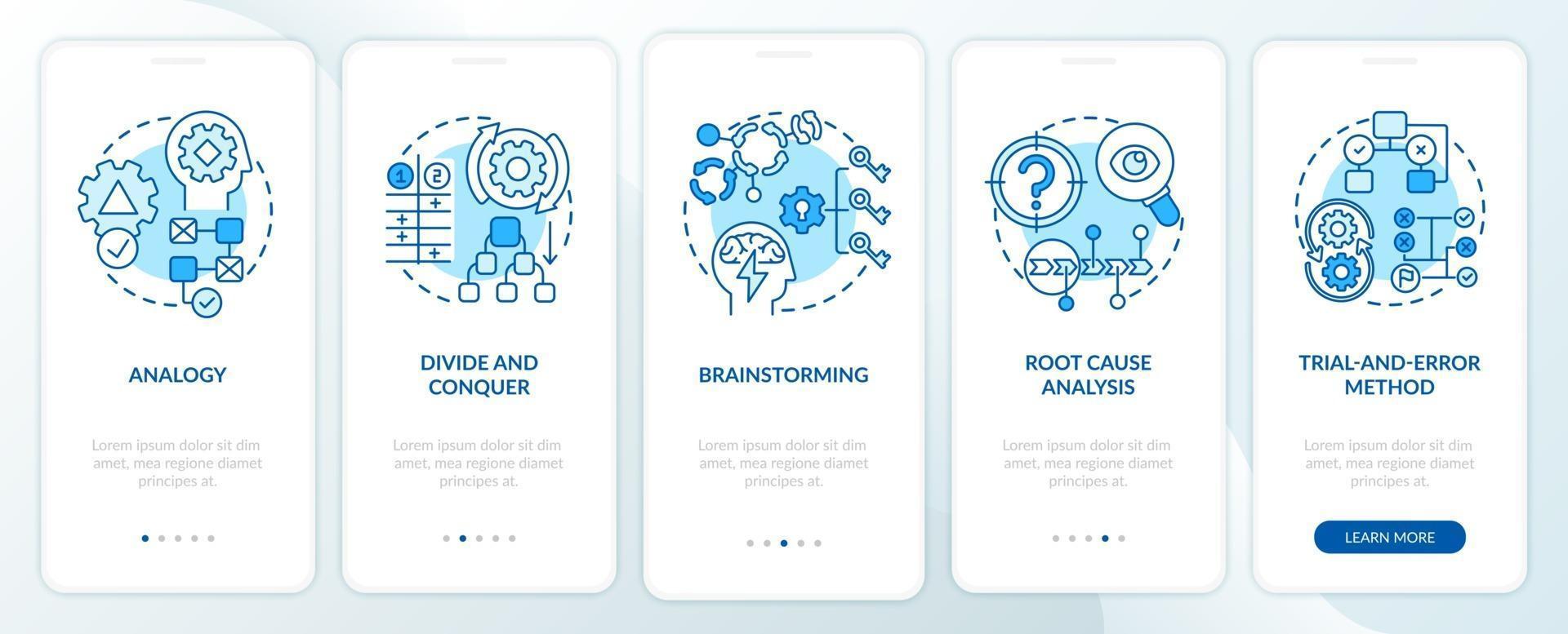 Problem Solving Strategies Blue Onboarding Mobile App Page Screen With Concepts 2209740 Vector