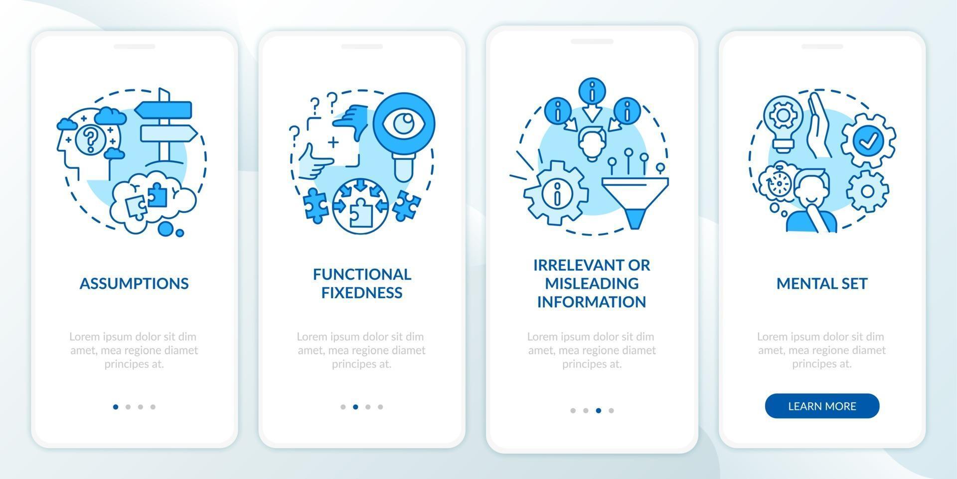 Problem Solving Obstacles Blue Onboarding Mobile App Page Screen With Concepts 2209761 Vector