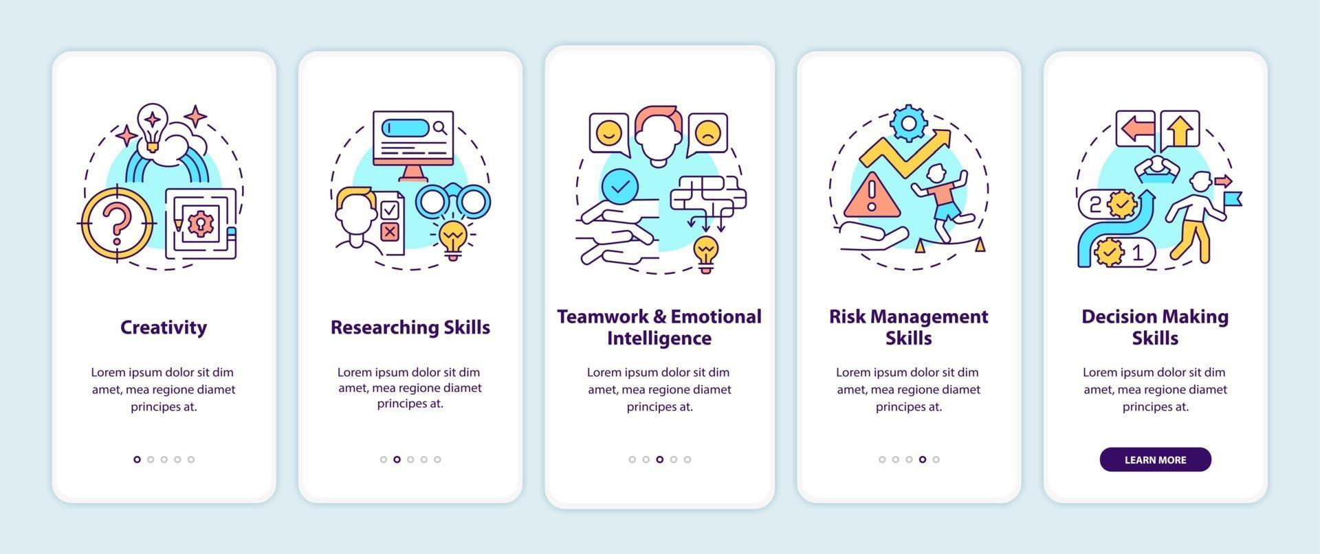 Problem Solving Skills Onboarding Mobile App Page Screen With Concepts 2210023 Vector Art At