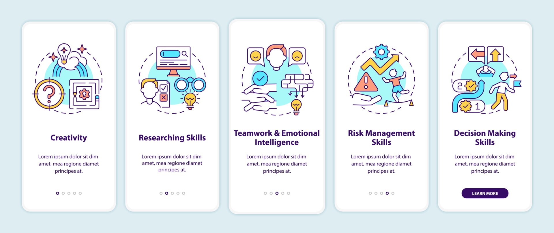 Problem Solving Skills Onboarding Mobile App Page Screen With Concepts 2210023 Vector Art At