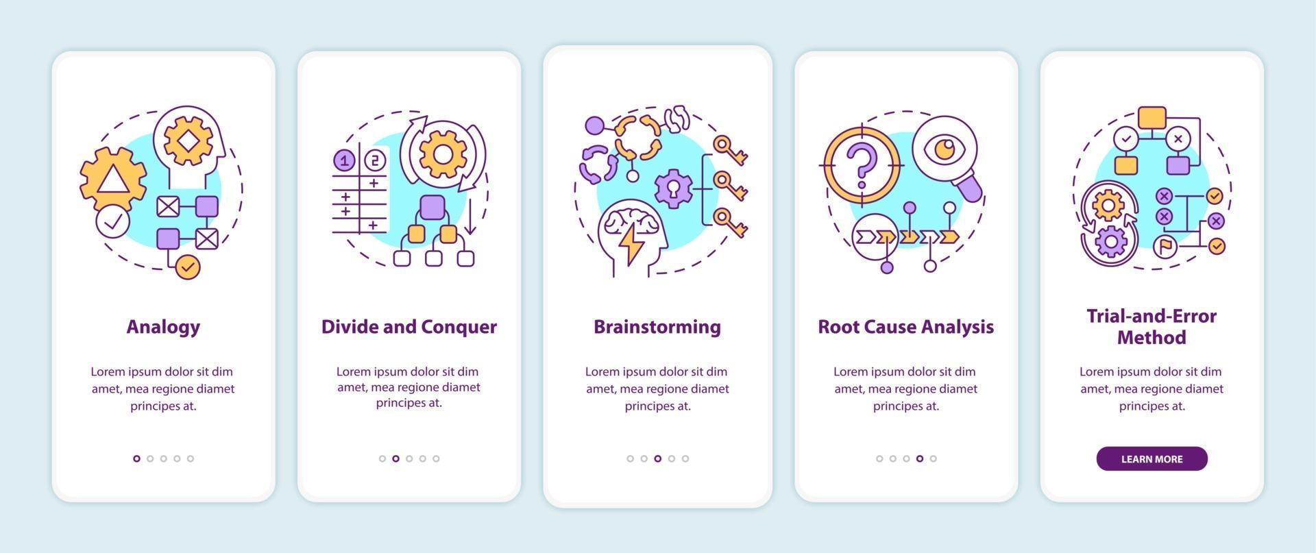 Problem solving strategies onboarding mobile app page screen with concepts 2210025 Vector Art at ...