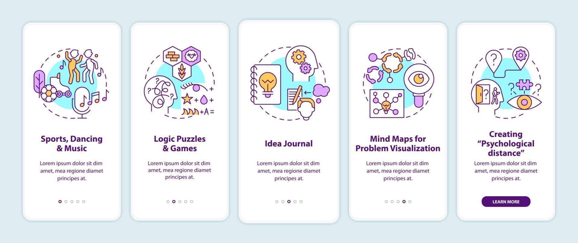 Boosting Problem Solving Skills Tips Onboarding Mobile App Page Screen With Concepts 2210072