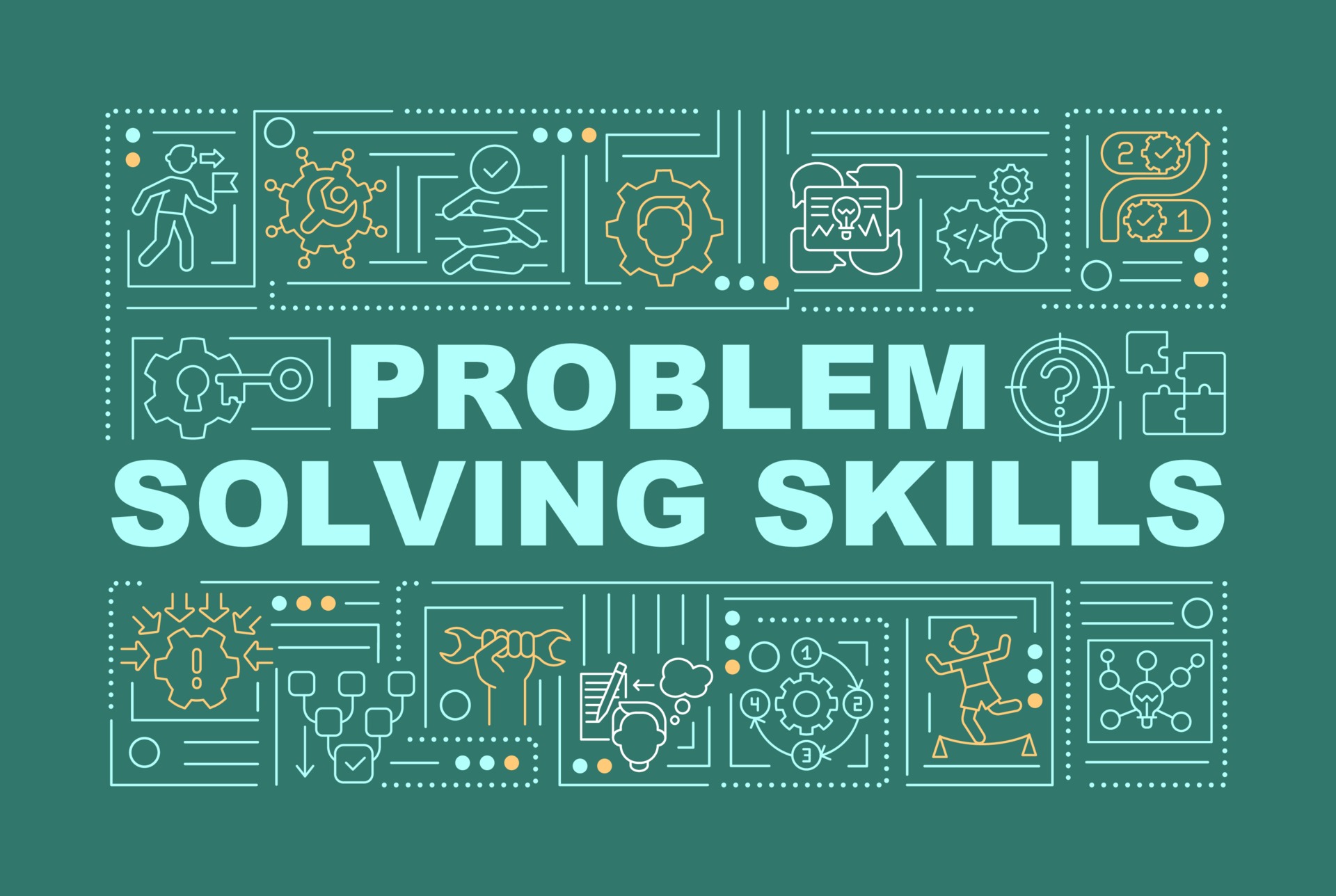 Problem solving skills boost word concepts banner 2210073 Vector Art at ...