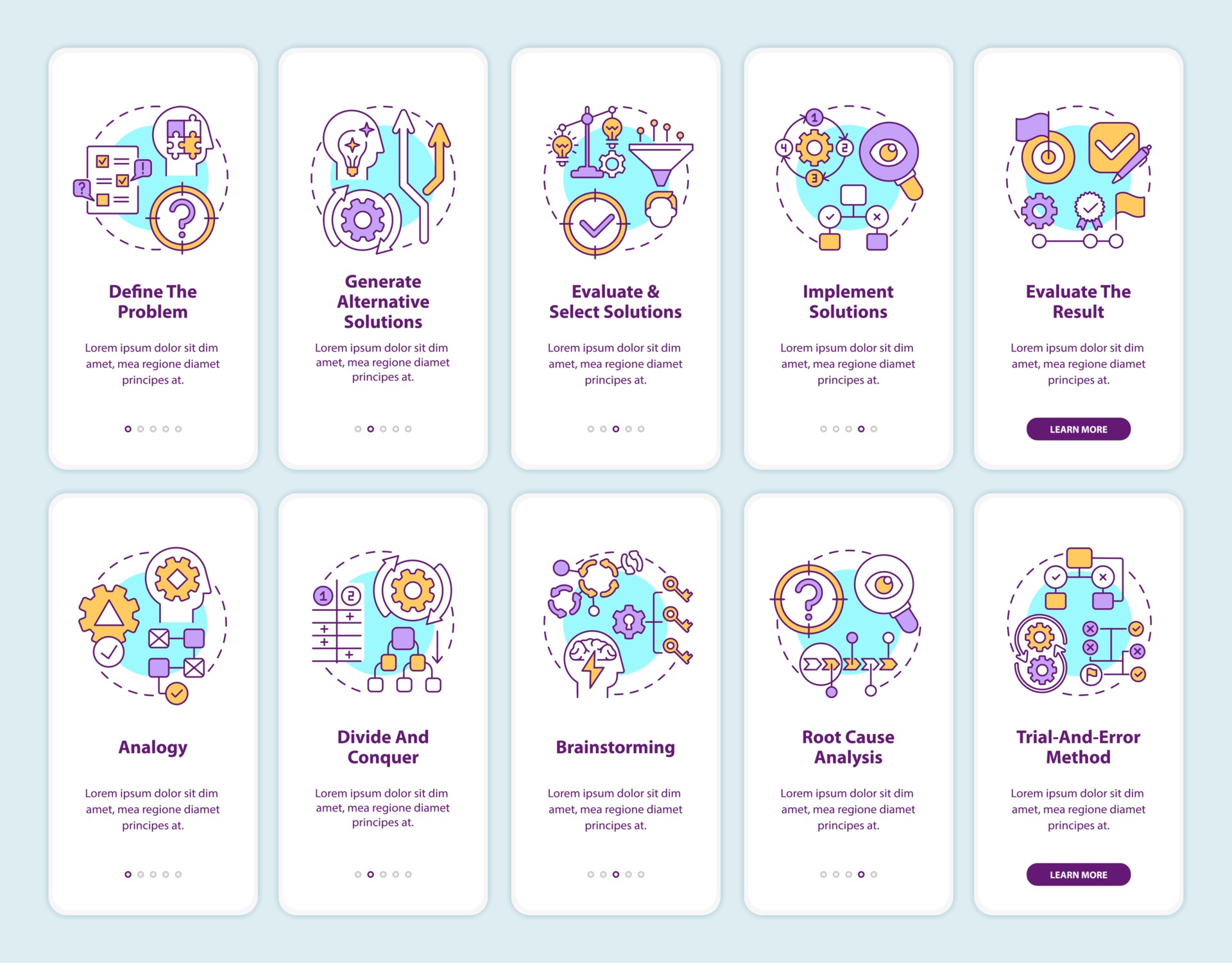 Problem Solving Onboarding Mobile App Page Screen With Concepts Set 2210075 Vector Art At Vecteezy
