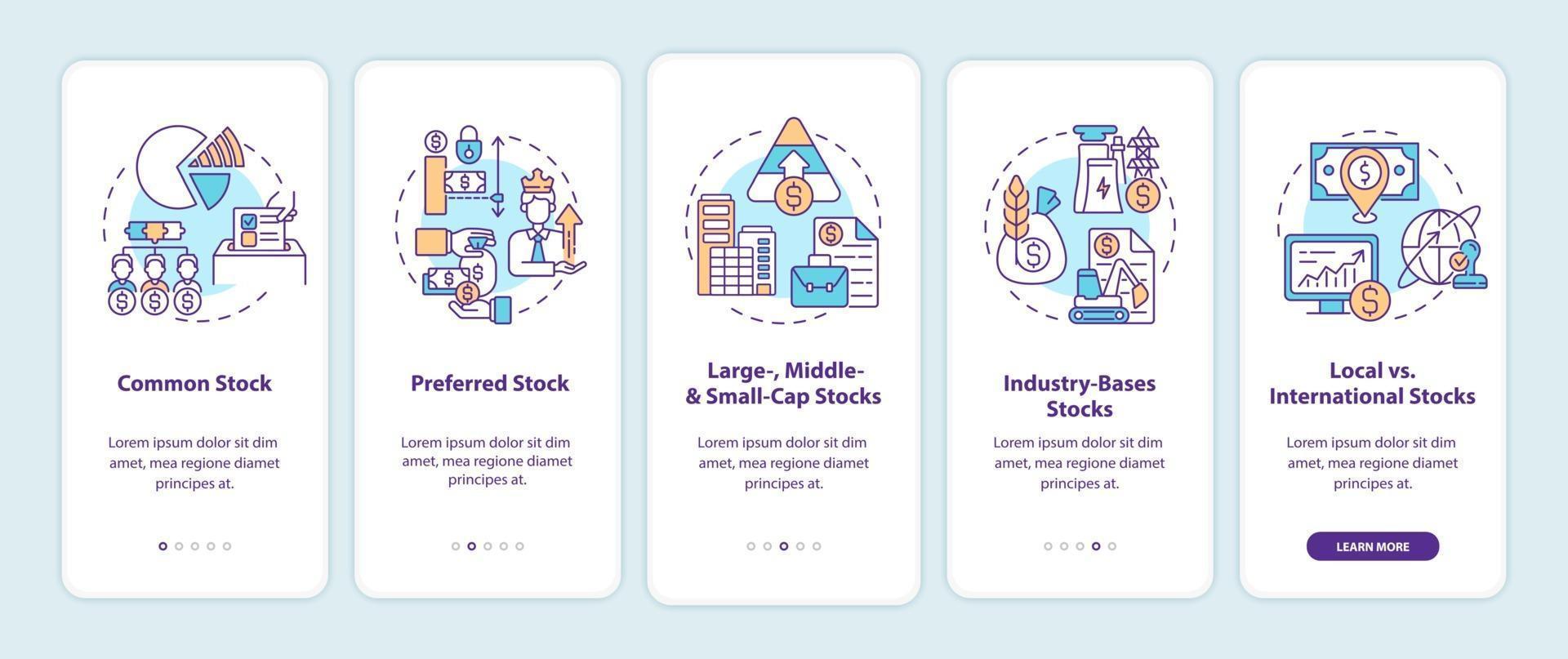 Stocks Types Onboarding Mobile App Page Screen With Concepts 2210118