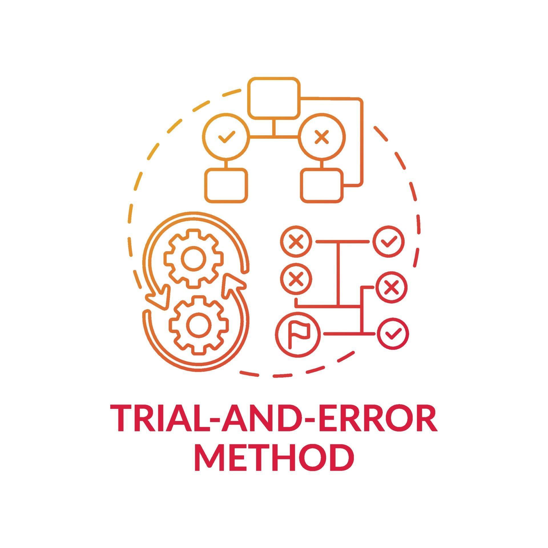 Trial and error method red gradient concept icon 2210468 Vector Art at ...
