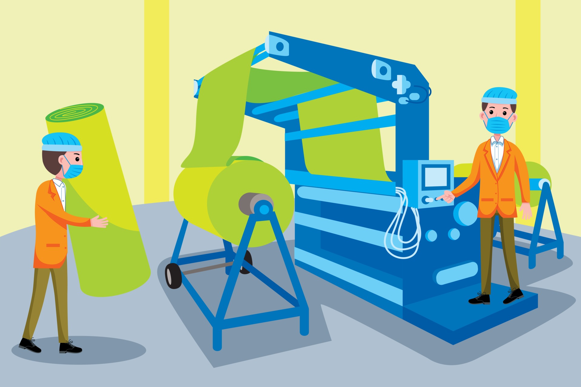 Textile Machinery Worker Profession In Flat Design Style 2211958 Vector
