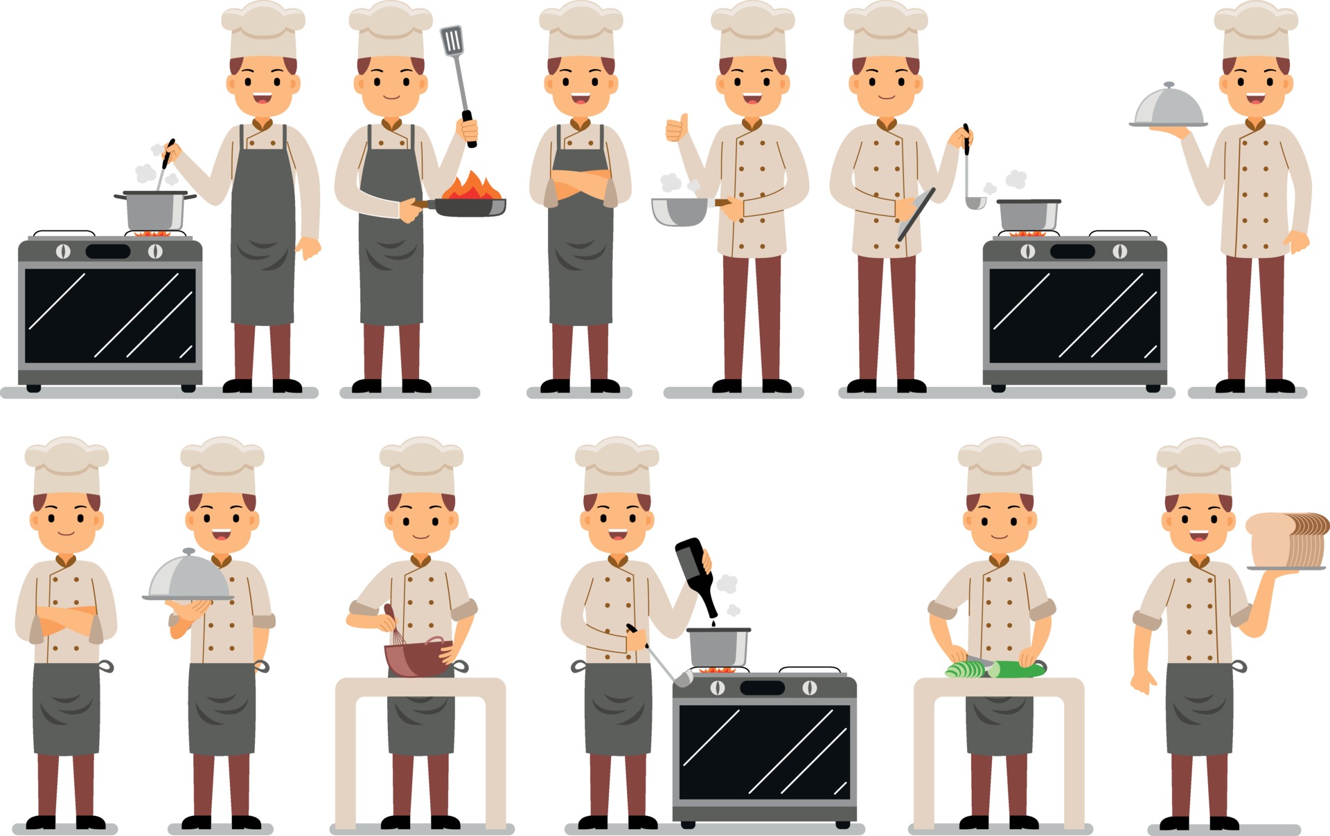 Chef Profession Character Set 2211963 Vector Art at Vecteezy