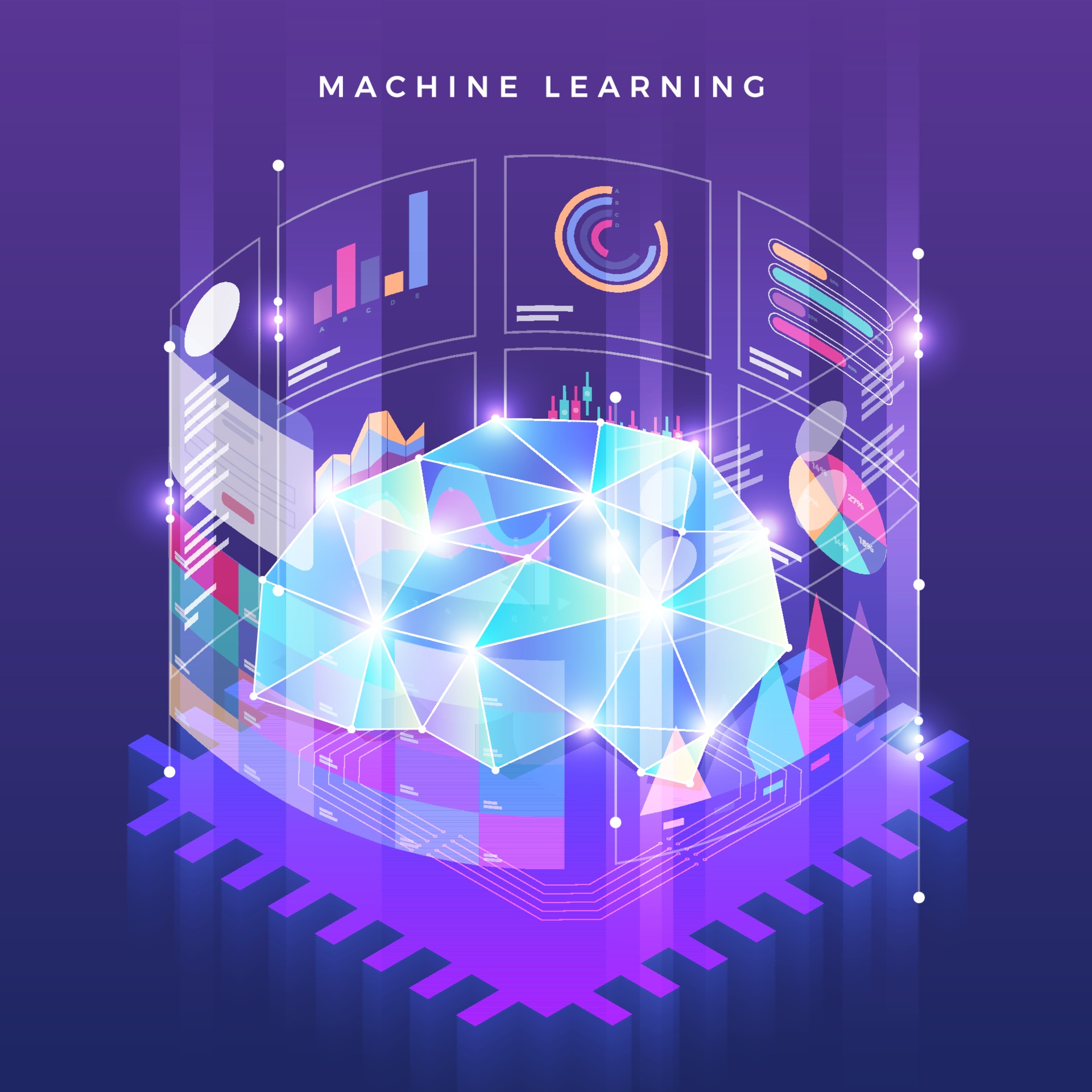 Machine learning technology 2212595 Vector Art at Vecteezy