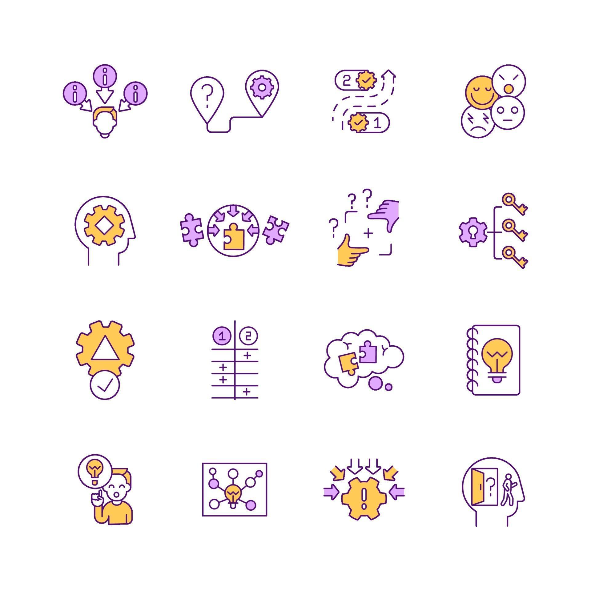 Problem solving, decision making RGB color icons set 2212928 Vector Art ...