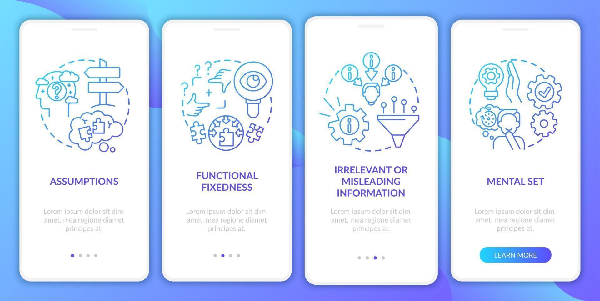 Problem Solving Obstacles Navy Onboarding Mobile App Page Screen With Concepts 2212930 Vector
