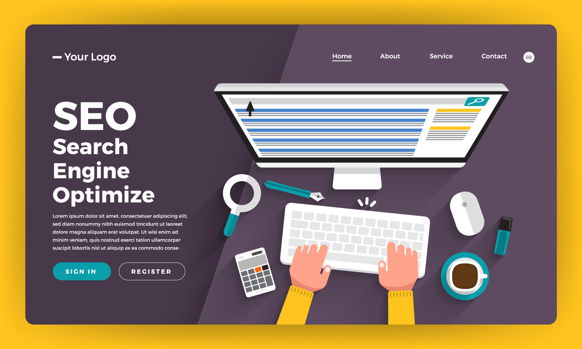Mock-up design website flat design concept SEO analysis with graph and ...