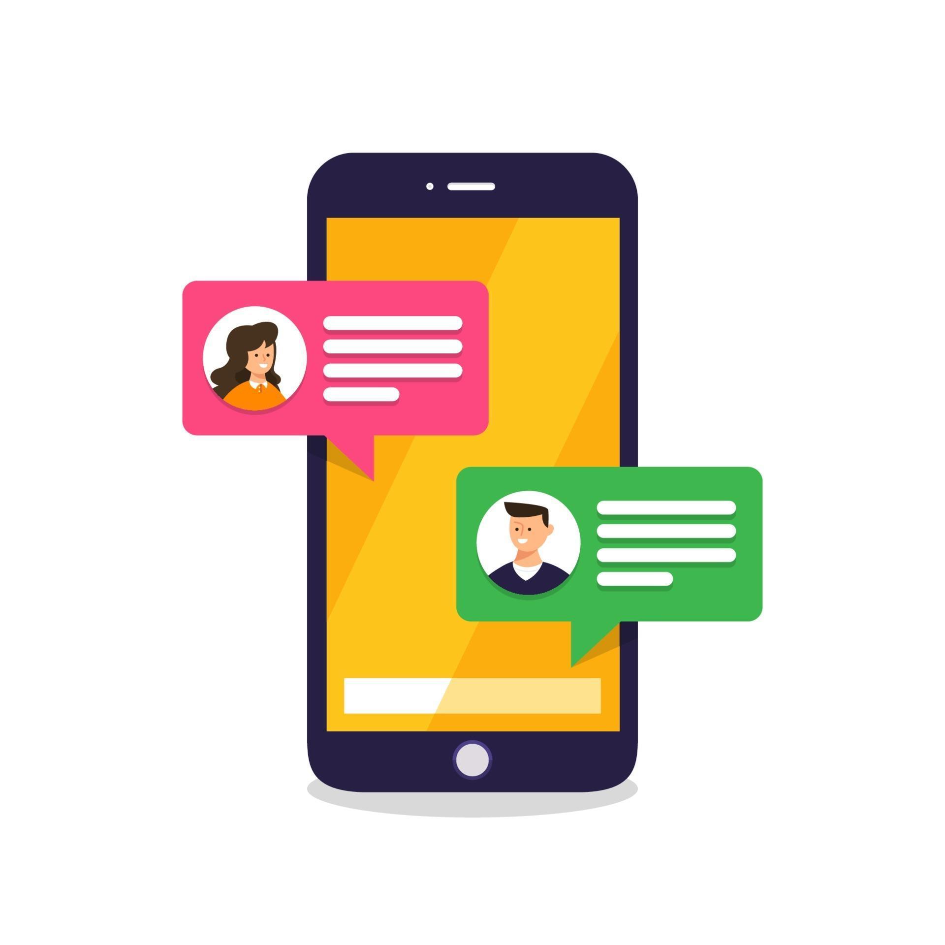 Flat design concept message and chat. Present by icon text message ...