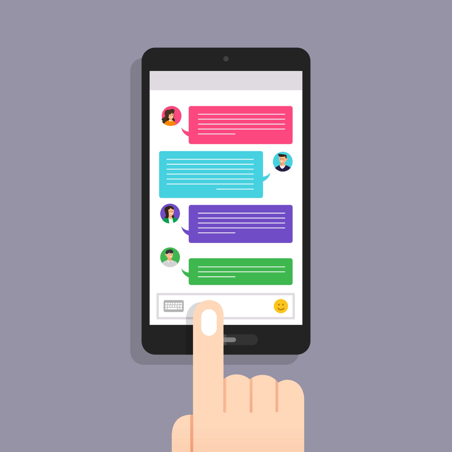 Flat design concept message and chat. Present by icon text message ...