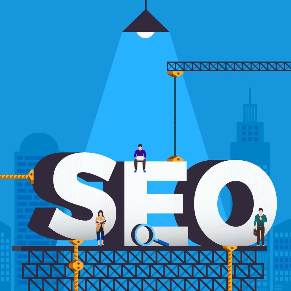 Flat design concept SEO search engine optimize. Vector illustrate ...
