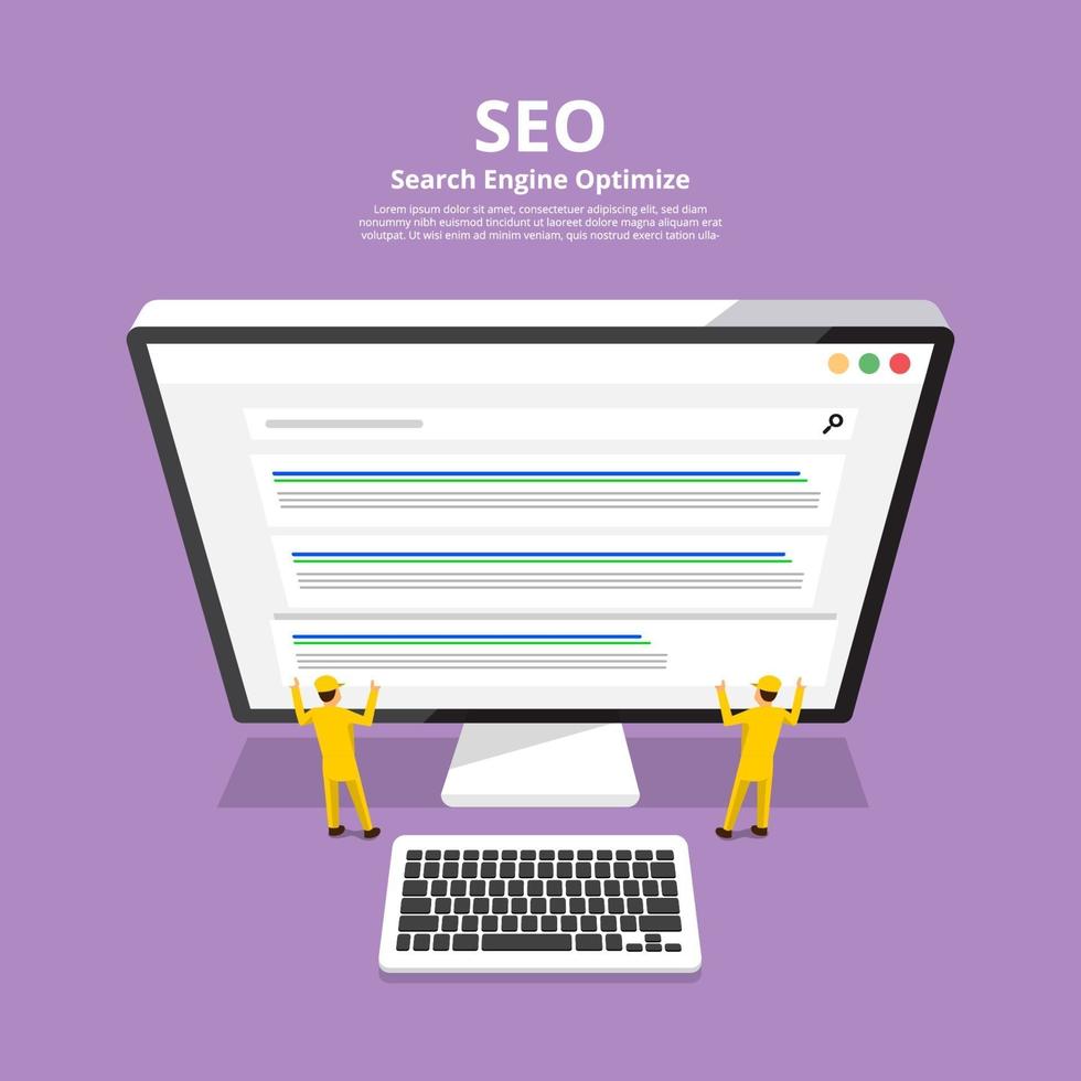 Flat design concept SEO search engine optimize. Vector illustrate ...