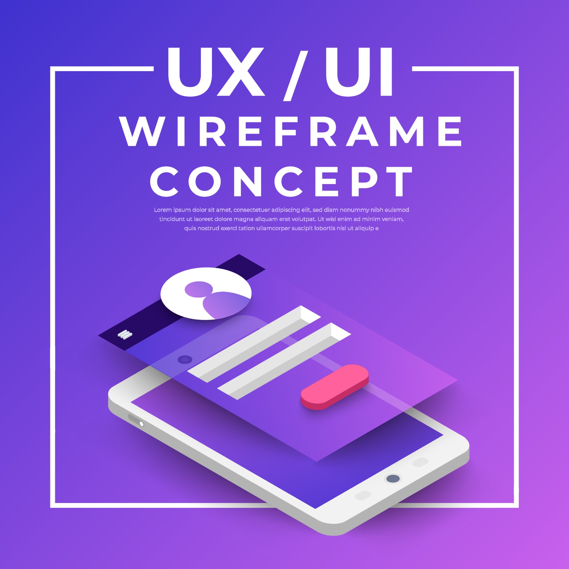 UX UI Flowchart. Mock-ups mobile application concept isometric flat ...