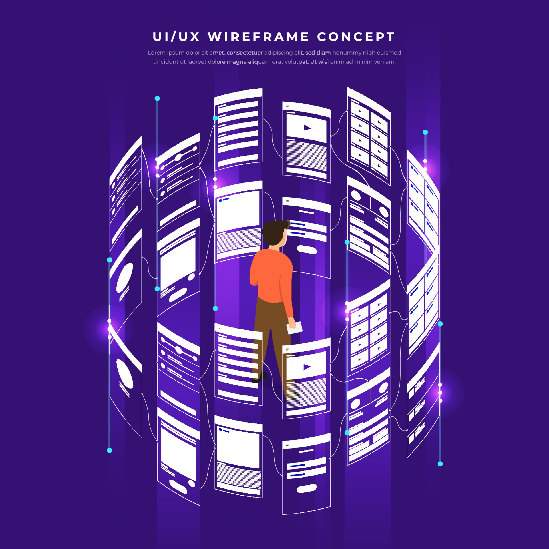 Ux Ui Flowchart Mock Ups Mobile Application Concept Isometric Flat