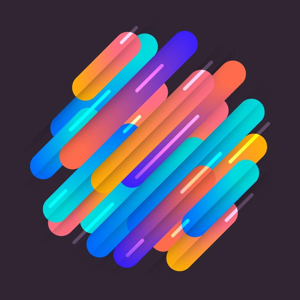 Various Colored Rounded Shapes Lines In Diagonal Rhythm Vector