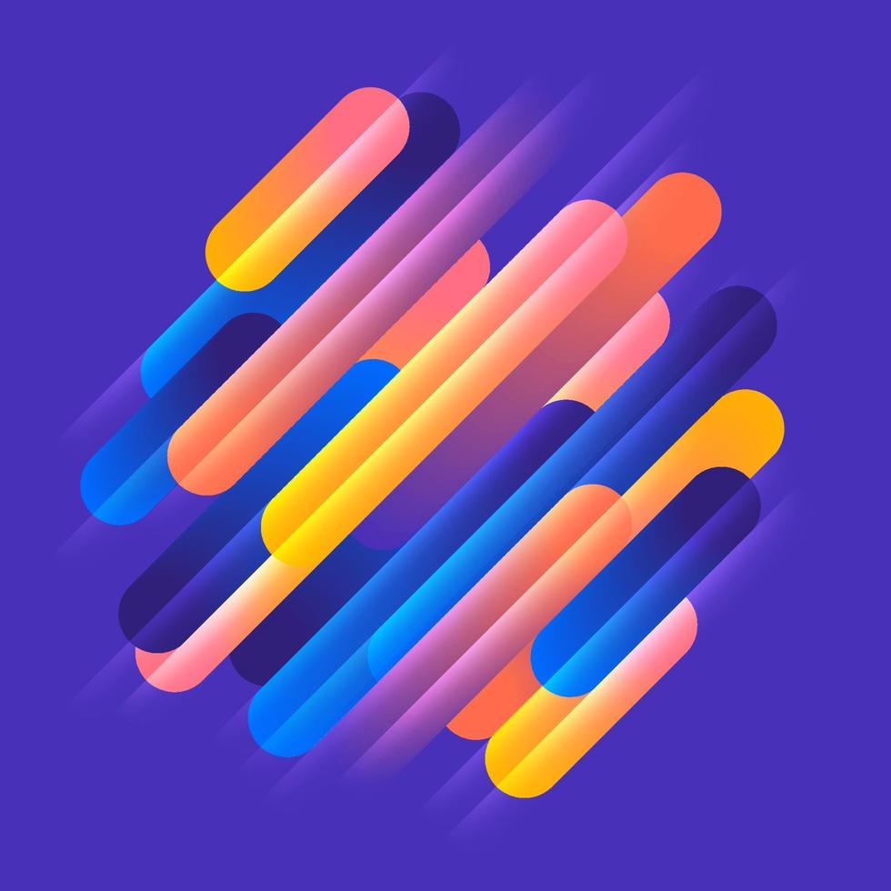Various Colored Rounded Shapes Lines In Diagonal Rhythm Vector